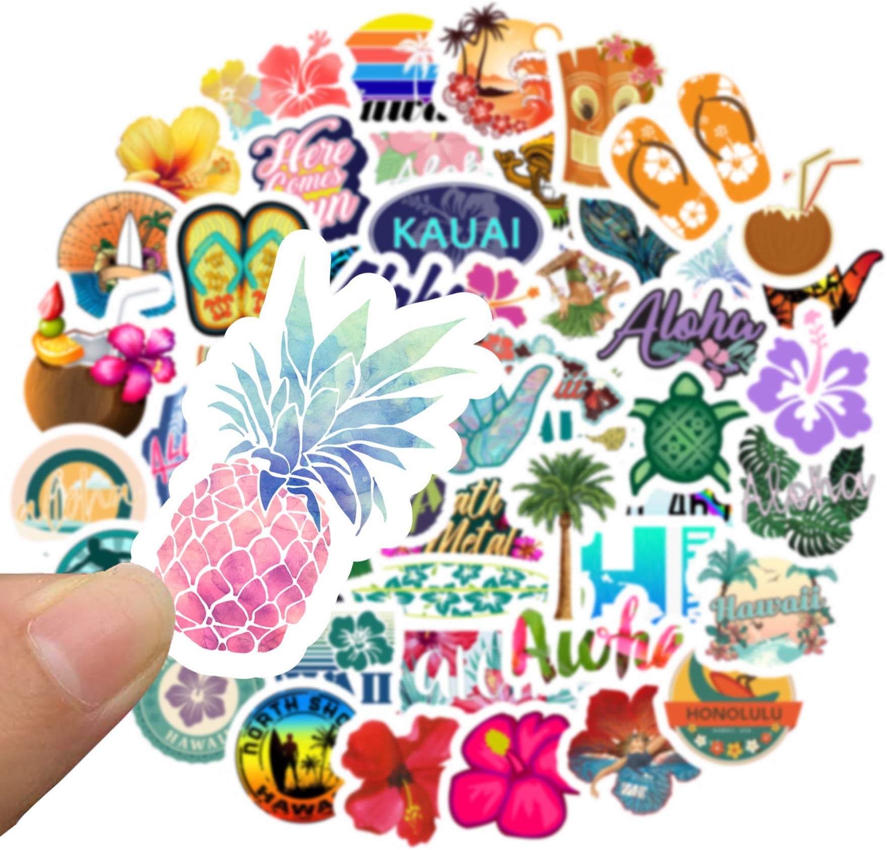 Amazon.com: Cute Hawaii Summer Waterproof Stickers for Water Bottles ...
