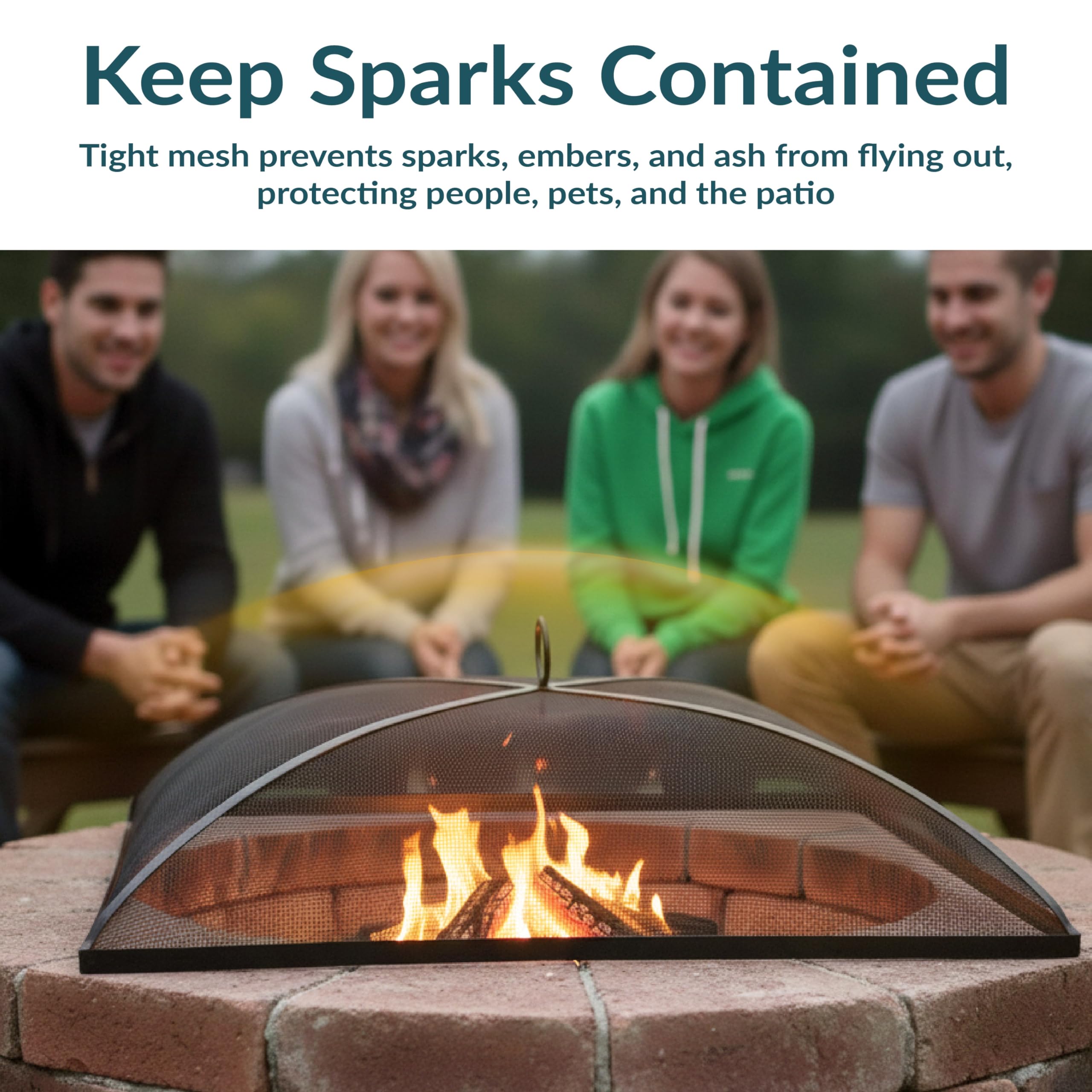 Snapklik.com : Sunnydaze Heavy-Duty Steel Mesh Fire Pit Spark Screen Cover