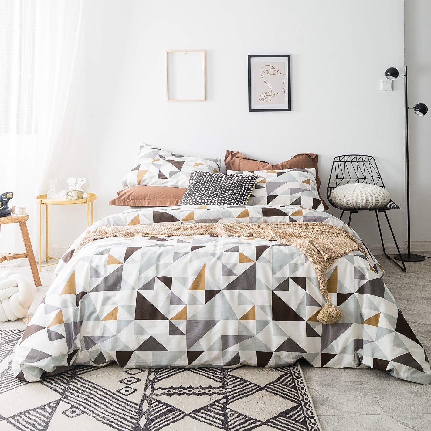 Amazon.com: Minimal Style Geometric Shapes Duvet Quilt Cover ...
