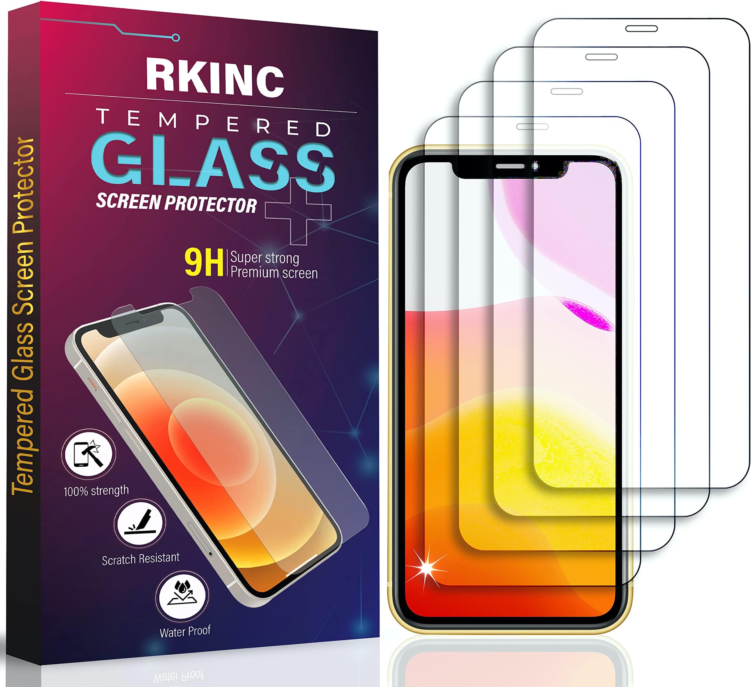 RKINC Screen Protector [4-Pack] for Iphone 12 Mini 5.4-Inch, Tempered ...
