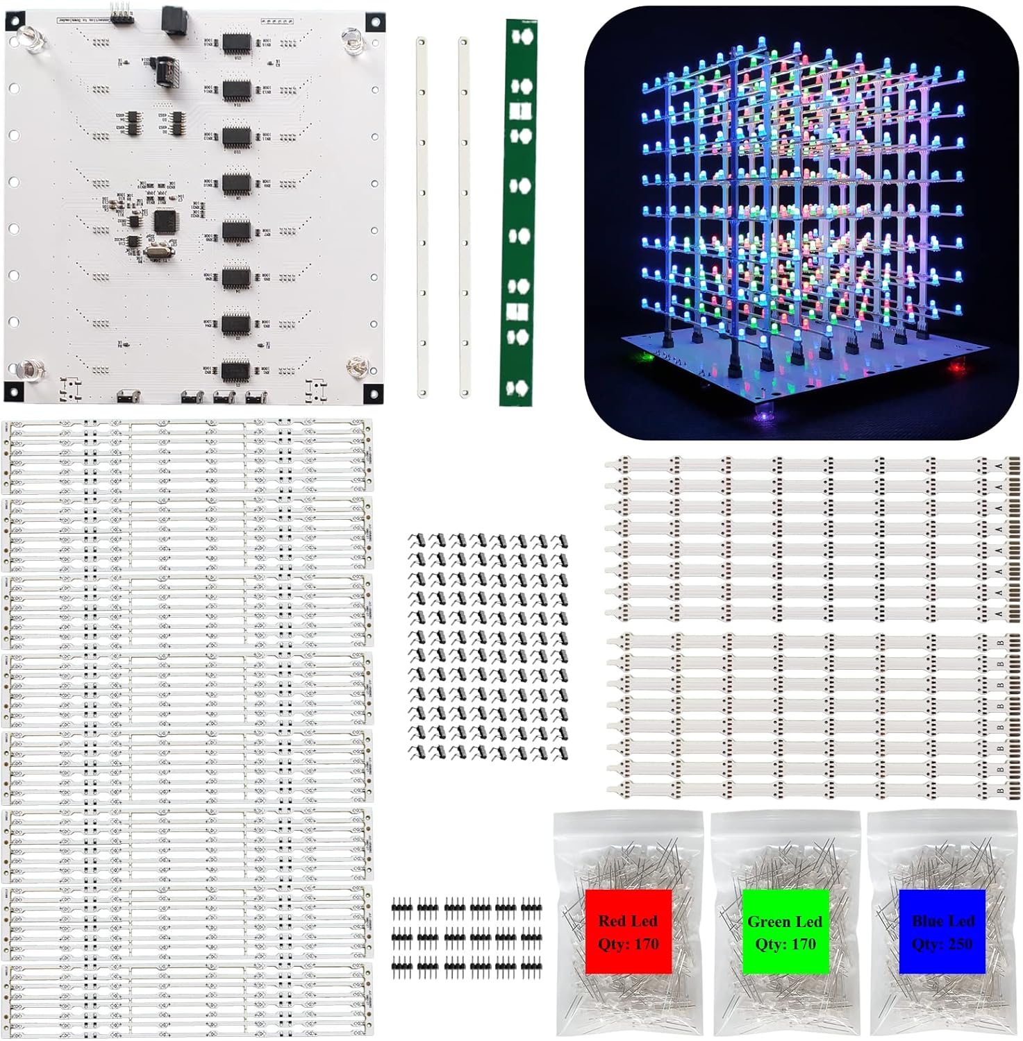 iCubeSmart 3D8P LED Cube DIY Electronic Kit, Soldering Practice Kit