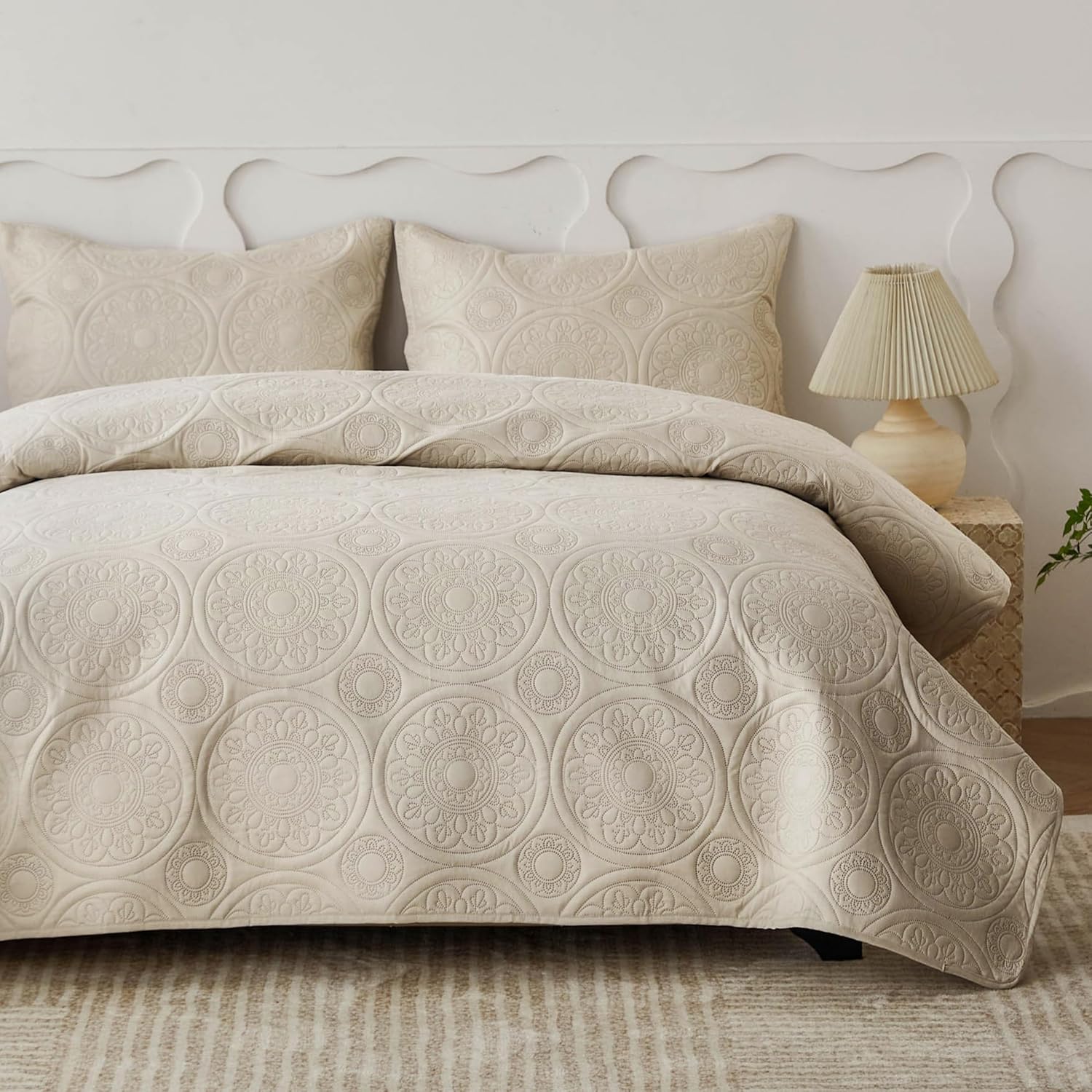 Simple&Opulence Quilted Bedspreads Double Size-3 Pcs Soft Reversible ...