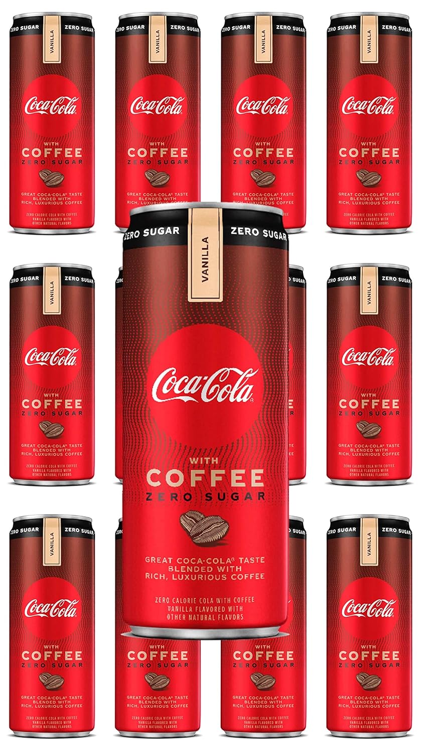 Coca cola café cero vainilla 12 latas 12 onzas líquidas total 144 fl oz ...