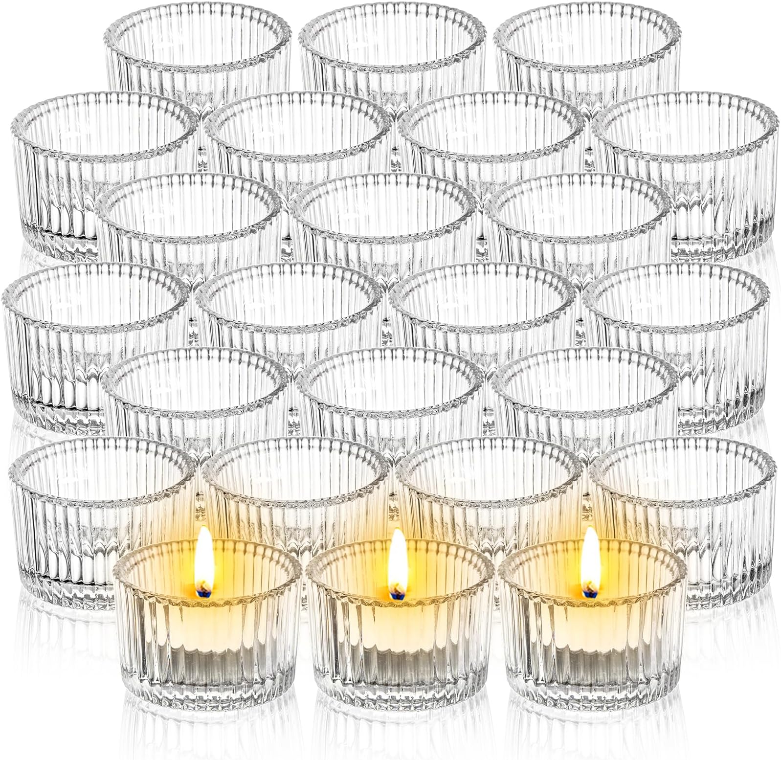 Amazon.com: Elsjoy 24 Pack Glass Tealight Candle Holder, 2" x 1.4 ...