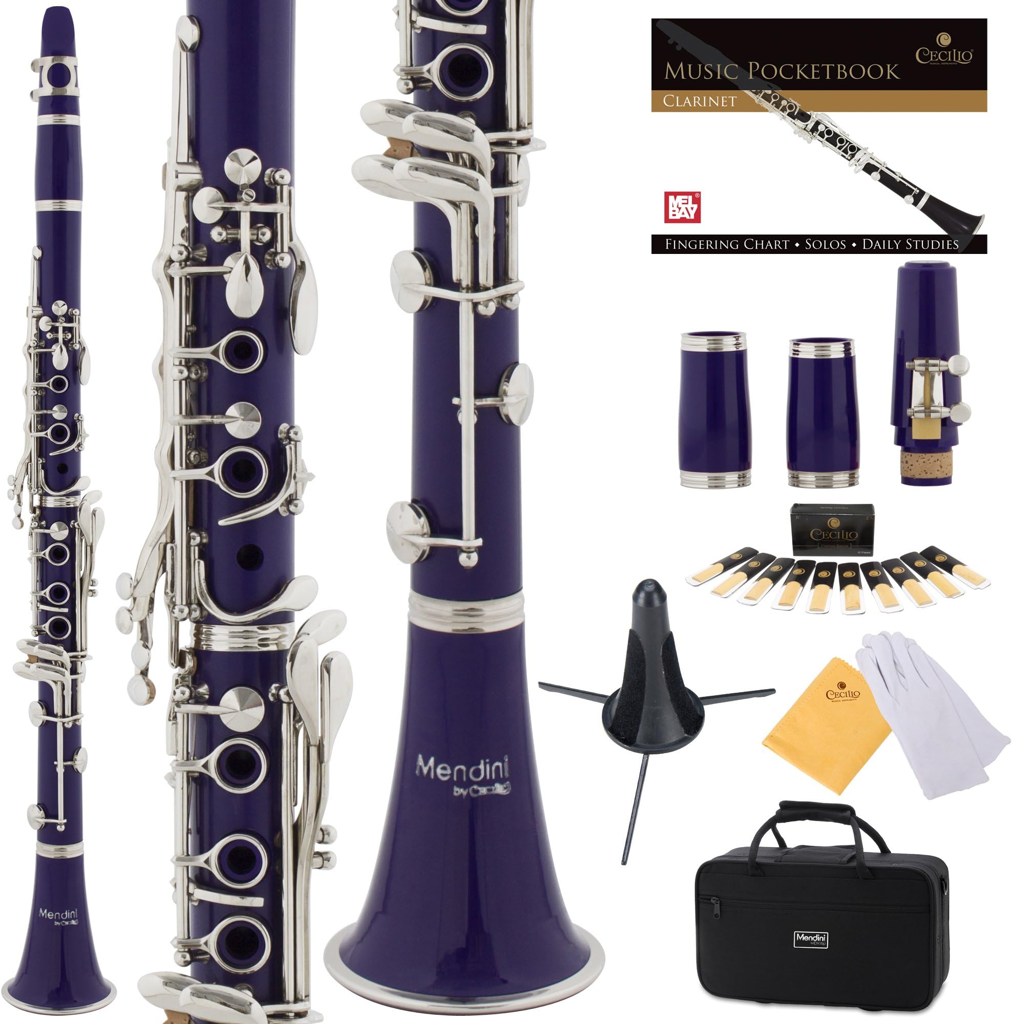 Amazon.com: Purelax Bb Clarinet 17 Nickel Keys Black Bb Clarinet ...