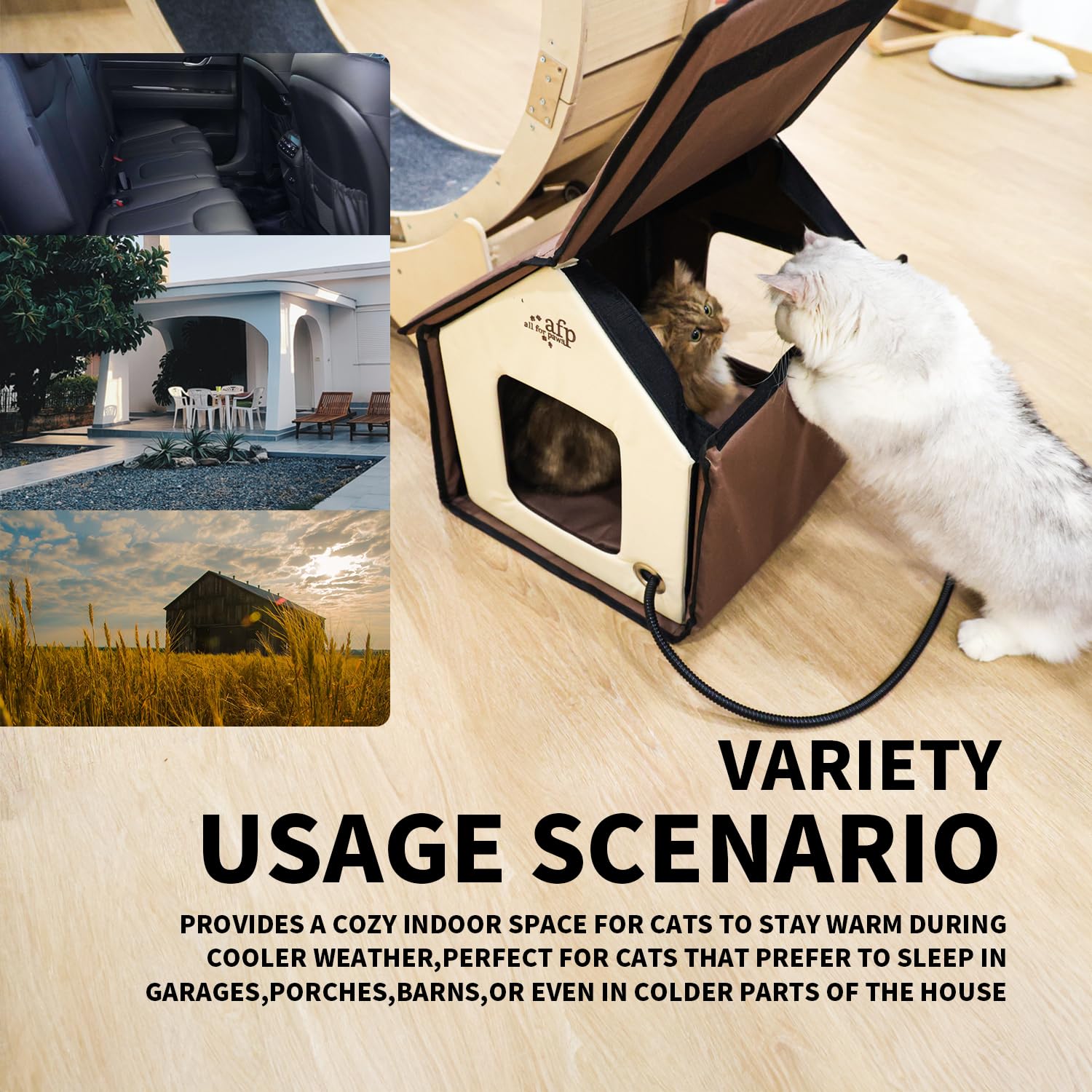 ALL FOR PAWS Heated Cat House, Indoor/Outdoor Cat House for Winter with ...