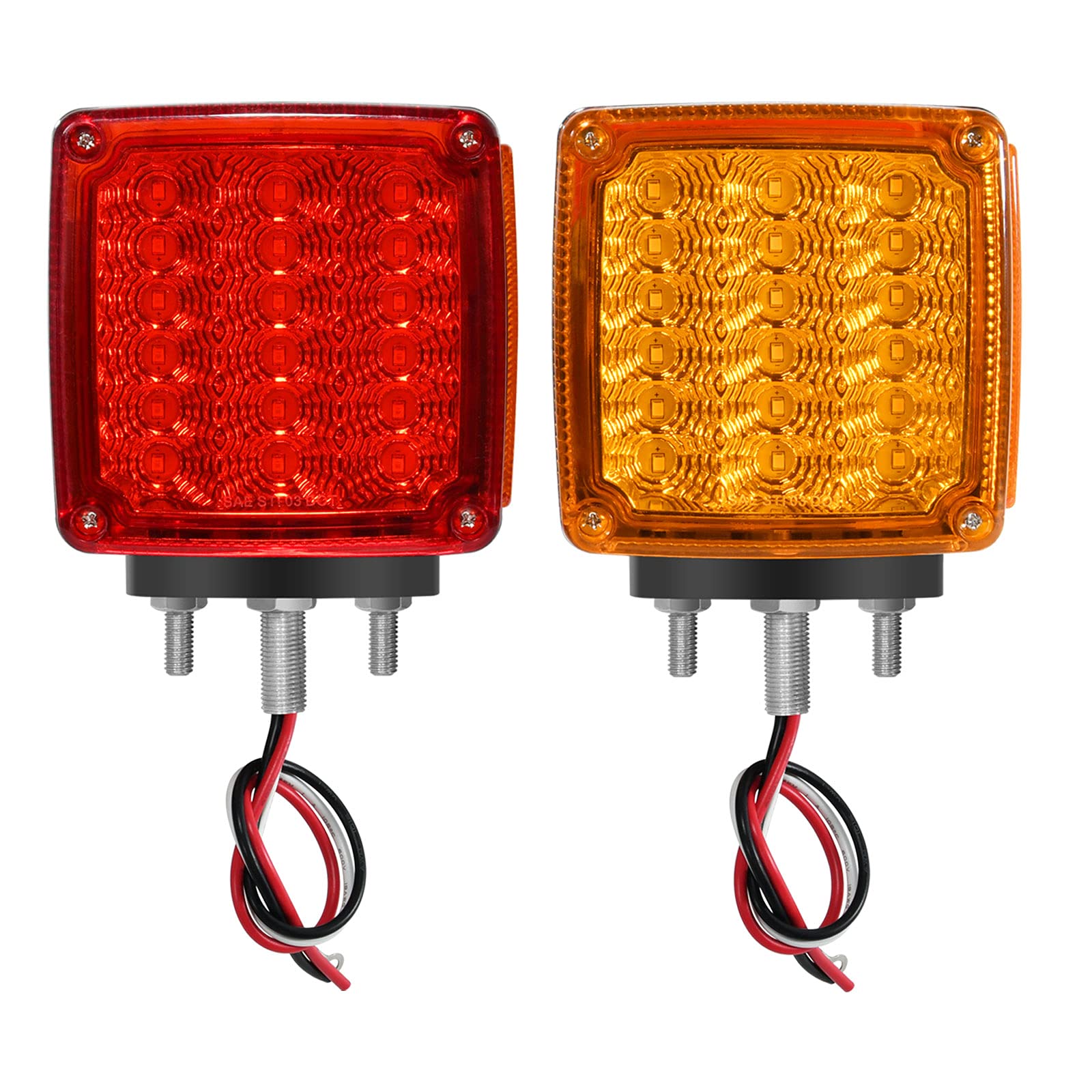 Buy RED WOLF Truck Pedestal Amber & Red Double Face Square Tail LED ...