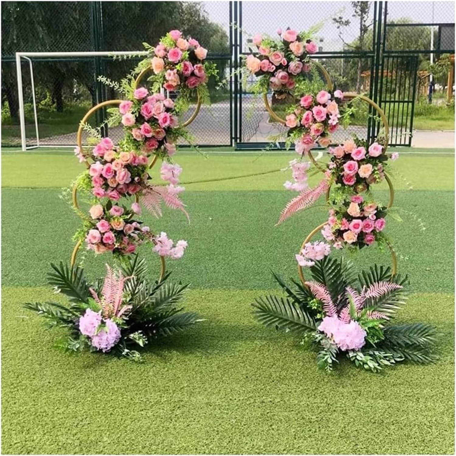 Amazon.com: Round Wedding Arch Stand, 4 Tier Gold Metal Flower Arch ...