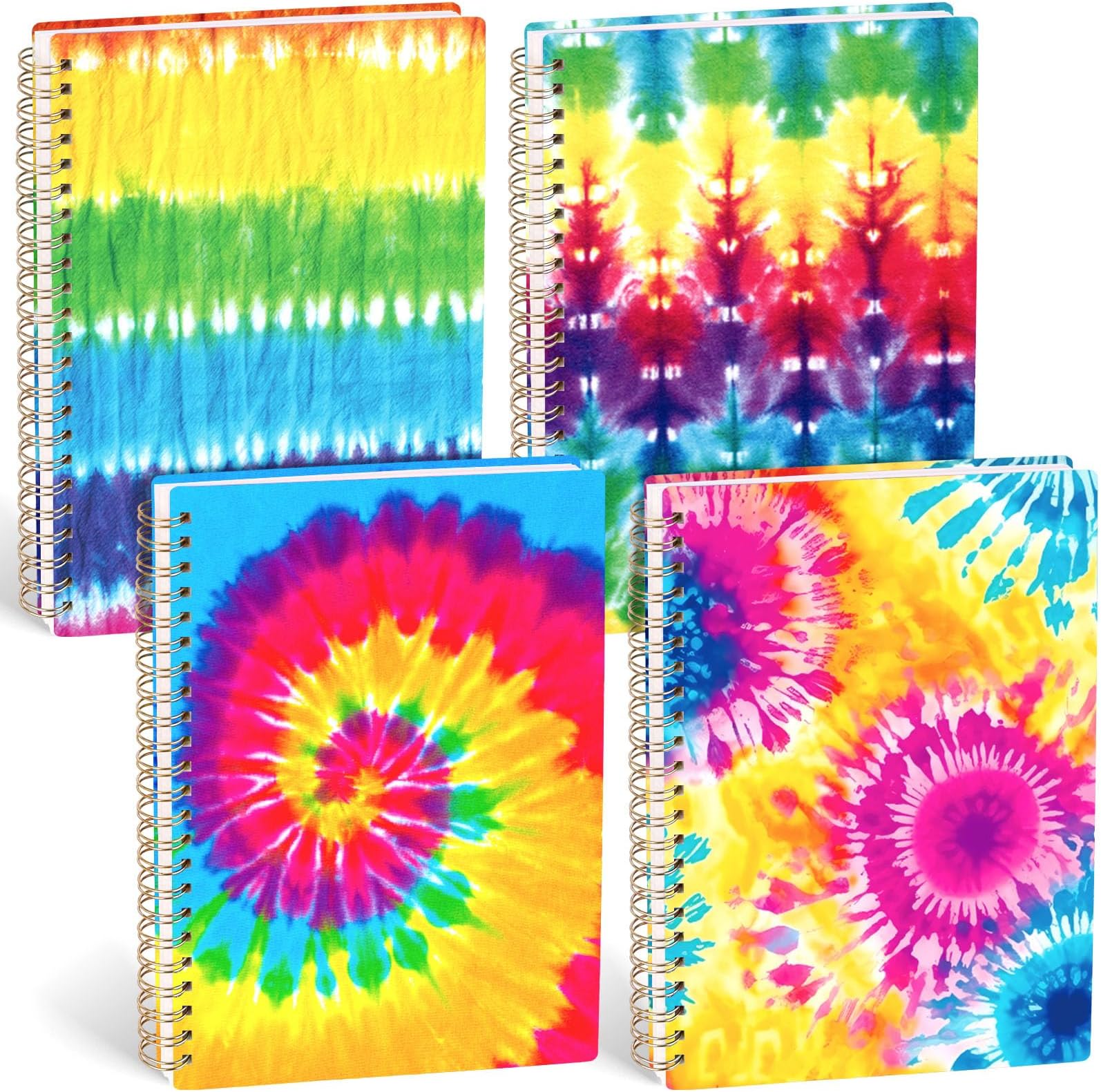 Amazon.com : BOOKNOW 4PCS Hardcover Spiral Notebooks, Tie-Dye Design ...