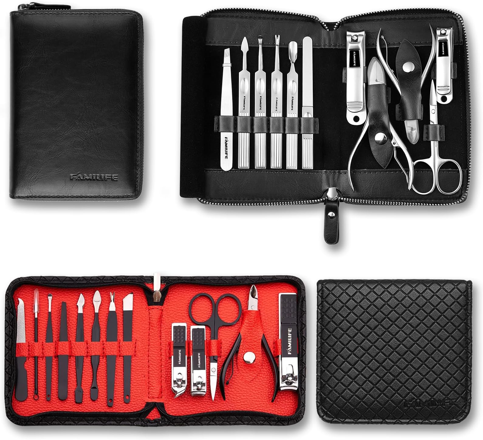 Amazon.com : FAMILIFE Manicure Set, Pedicure Kit Nail Clipper Set 13pcs ...