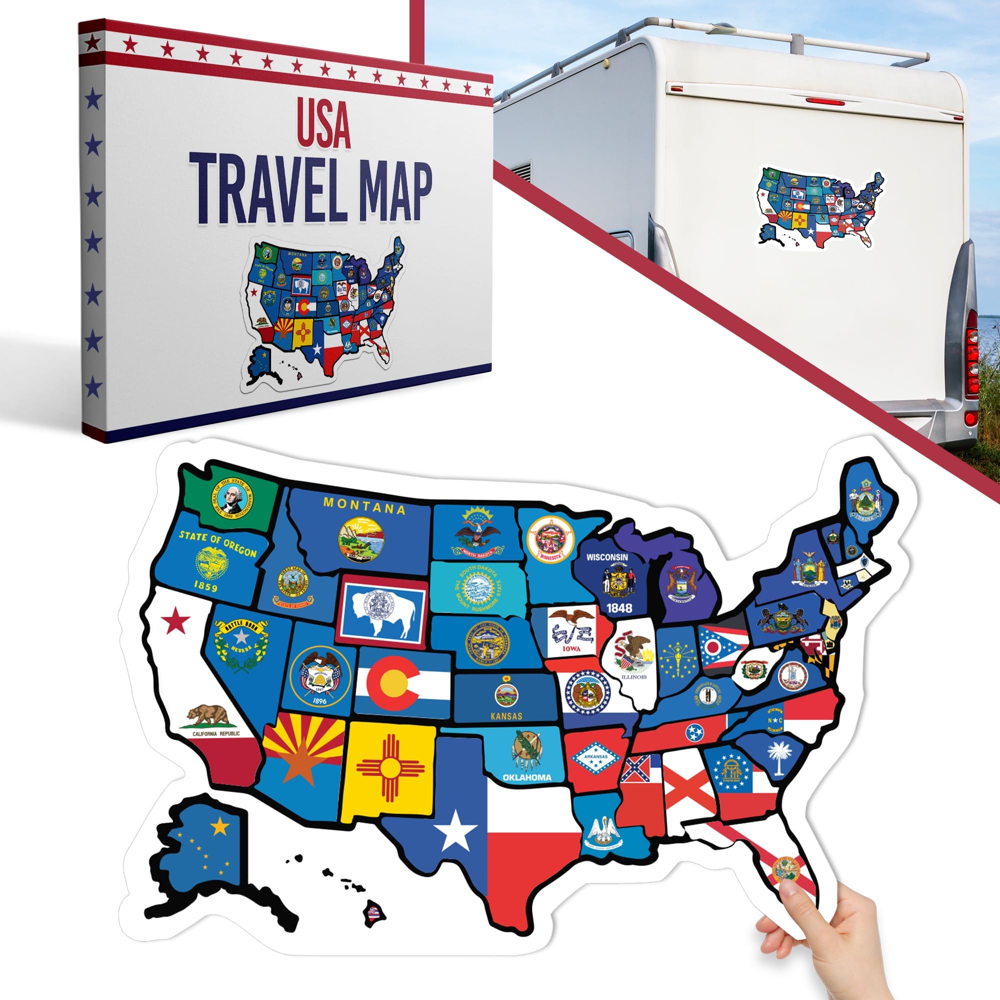 Amazon.com: RV State Map Sticker Travel Map - 14.5" x 21.5", Explore ...