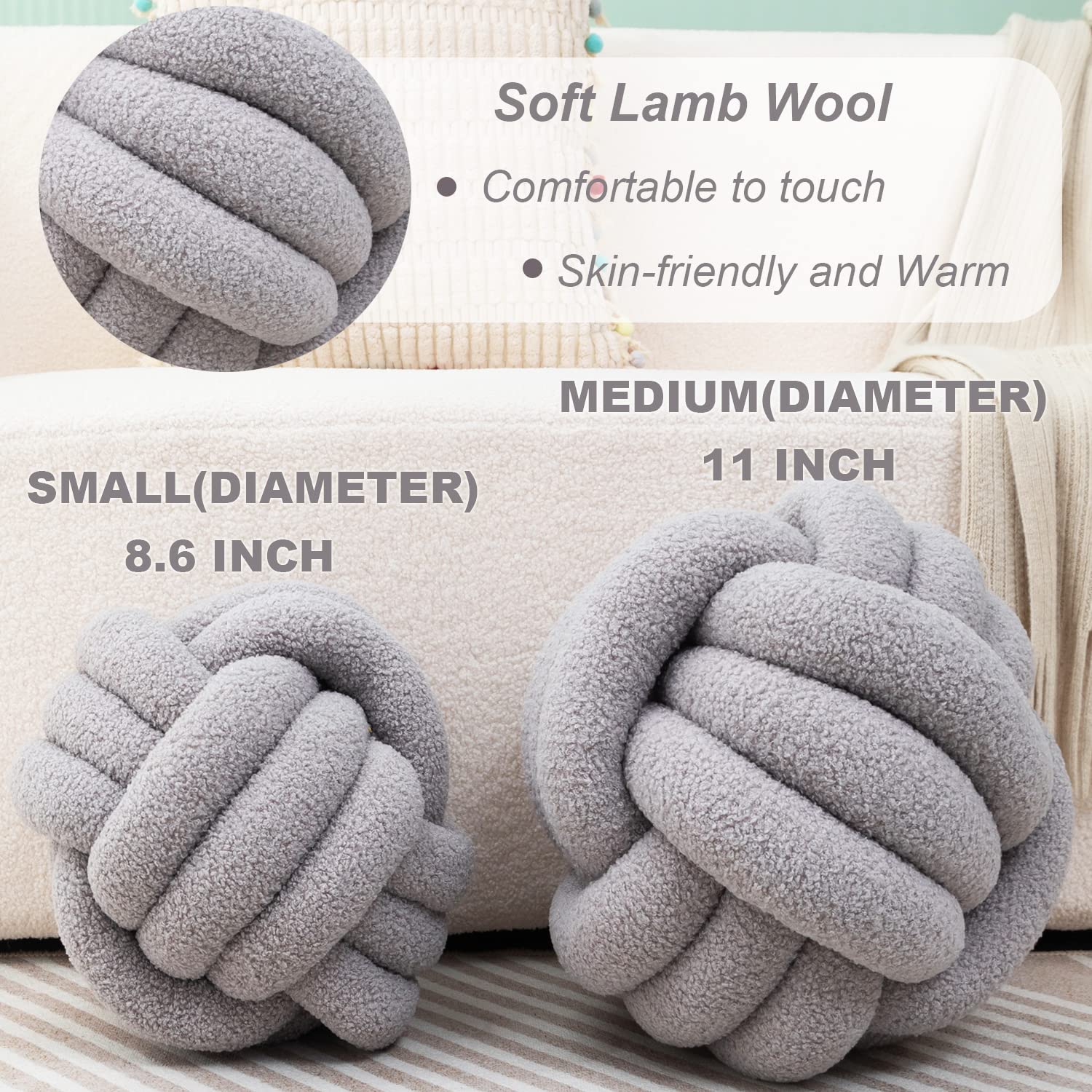 XIAIJIA Knot Pillow Ball Round Throw Pillow Decorative Pillow for Bed ...