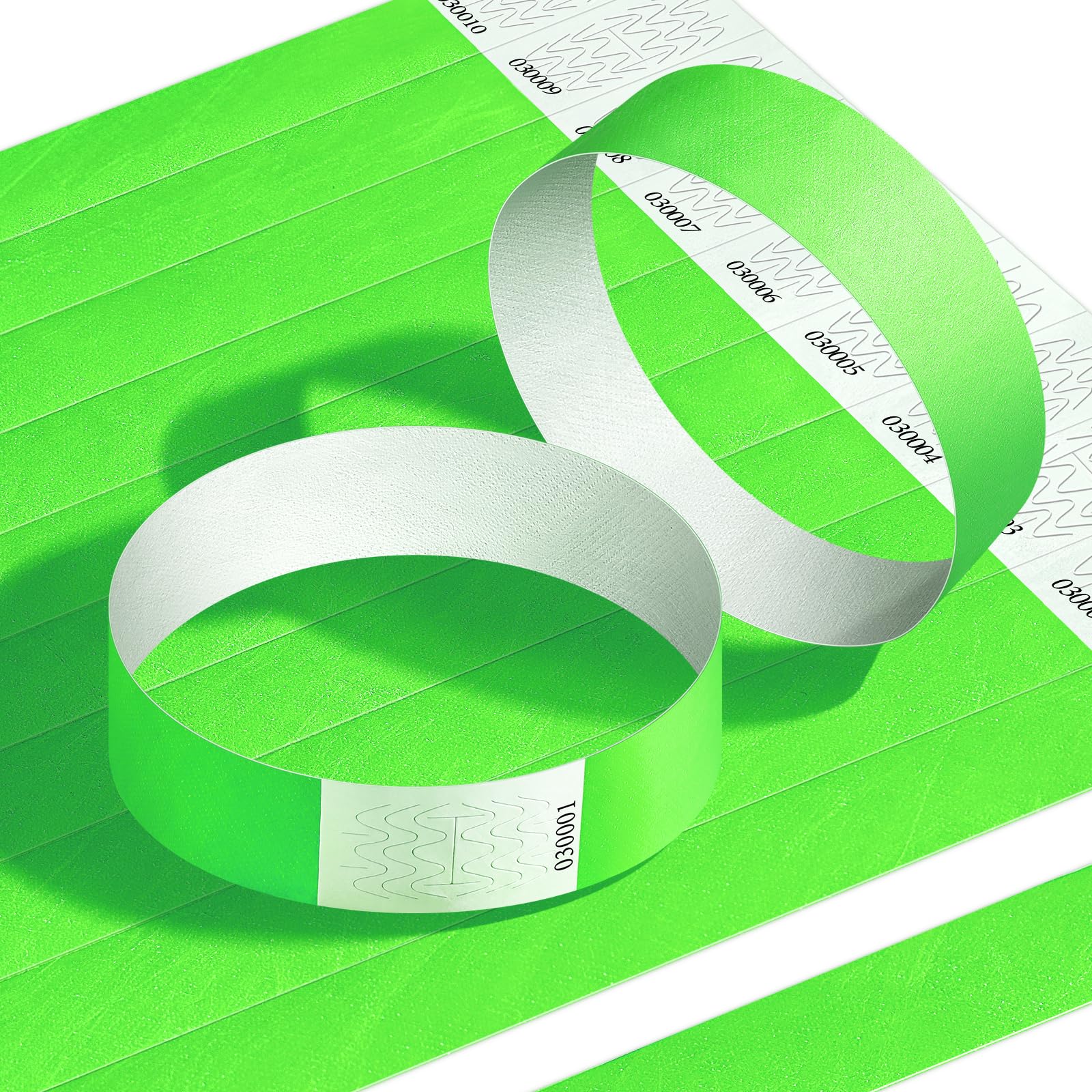 Snapklik.com : 360pcs Neon Green Paper Wristbands For Events Printable ...