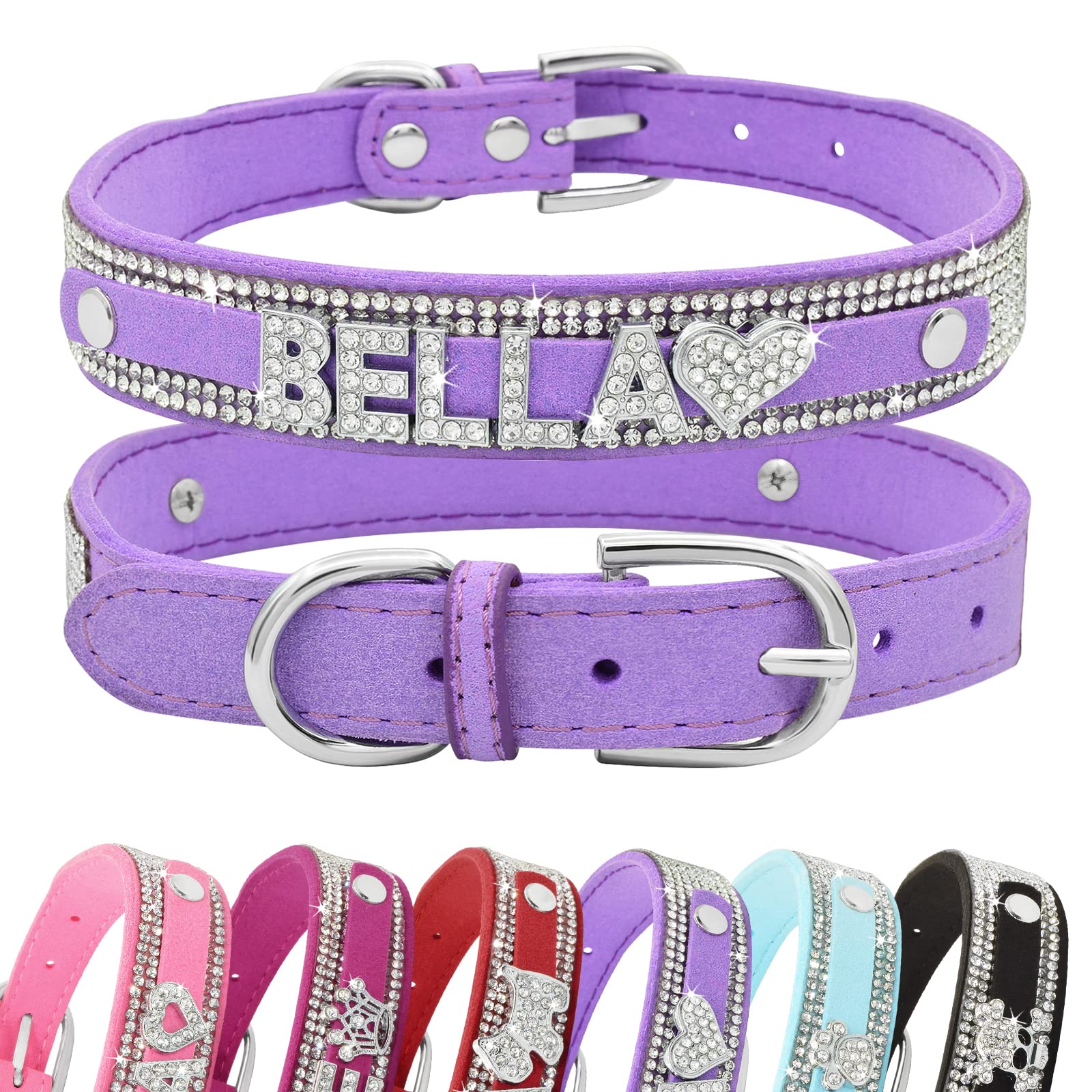 Amazon.com : Senristar Crystal Dog Collar Personalized with Bling Name ...