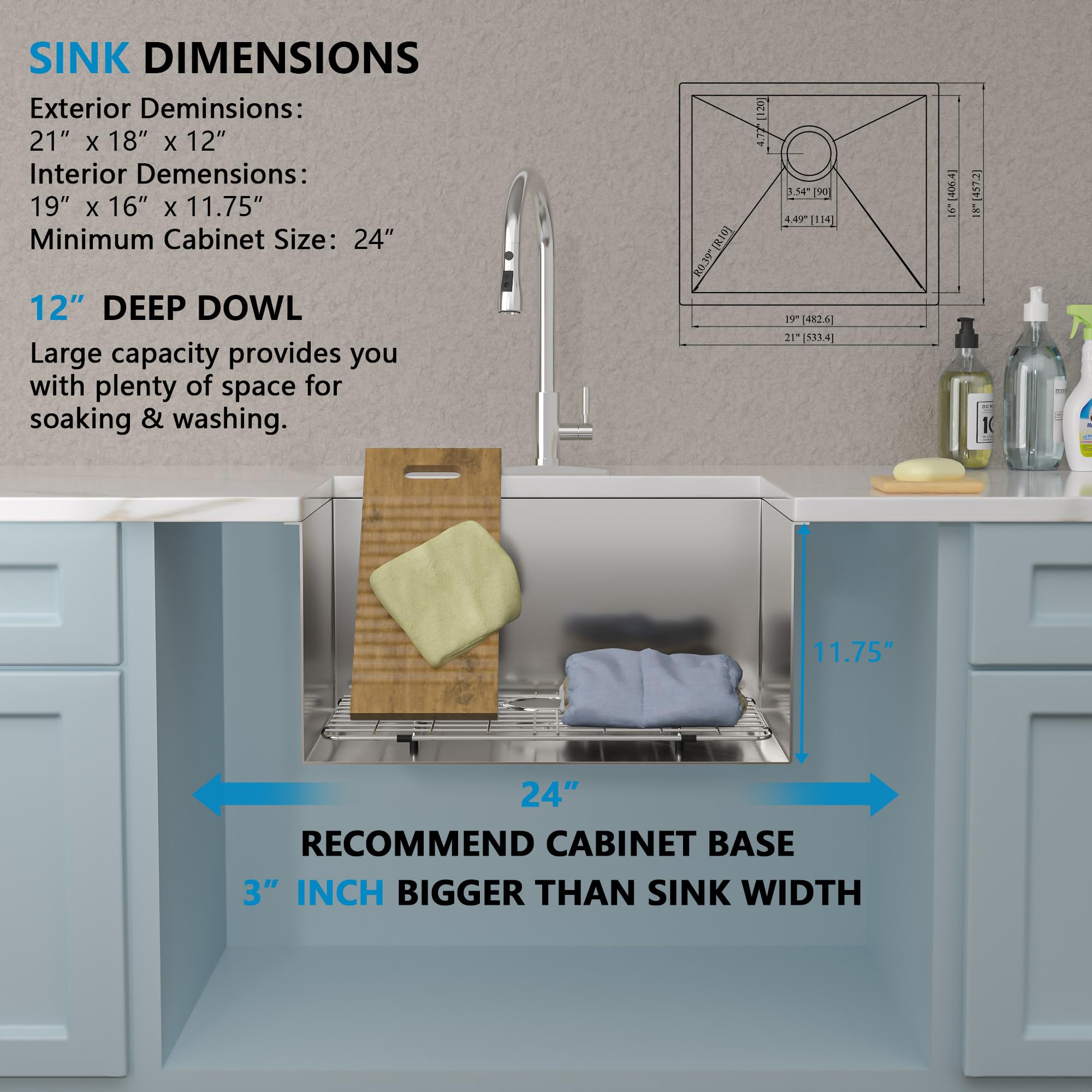 Snapklik.com : 21 Undermount Laundry Sink - 21"x18" Laundry Room ...