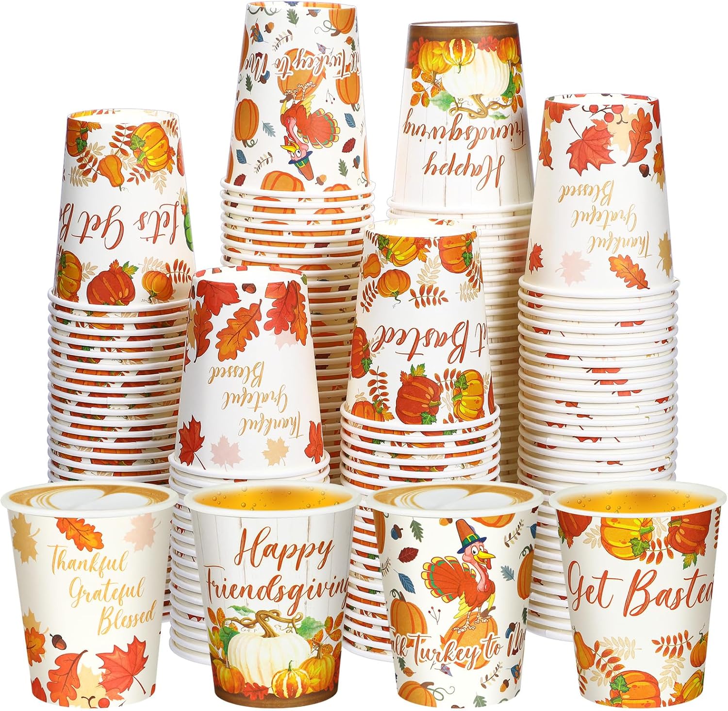 Amazon.com: Domensi 200pcs Fall Friendsgiving Disposable Cups 9 oz ...