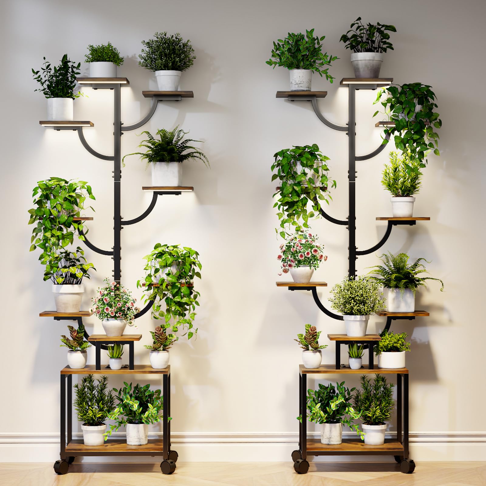 Plant Stand Indoor with Grow Lights - 9-Tier Plant Stand with Wheels ...