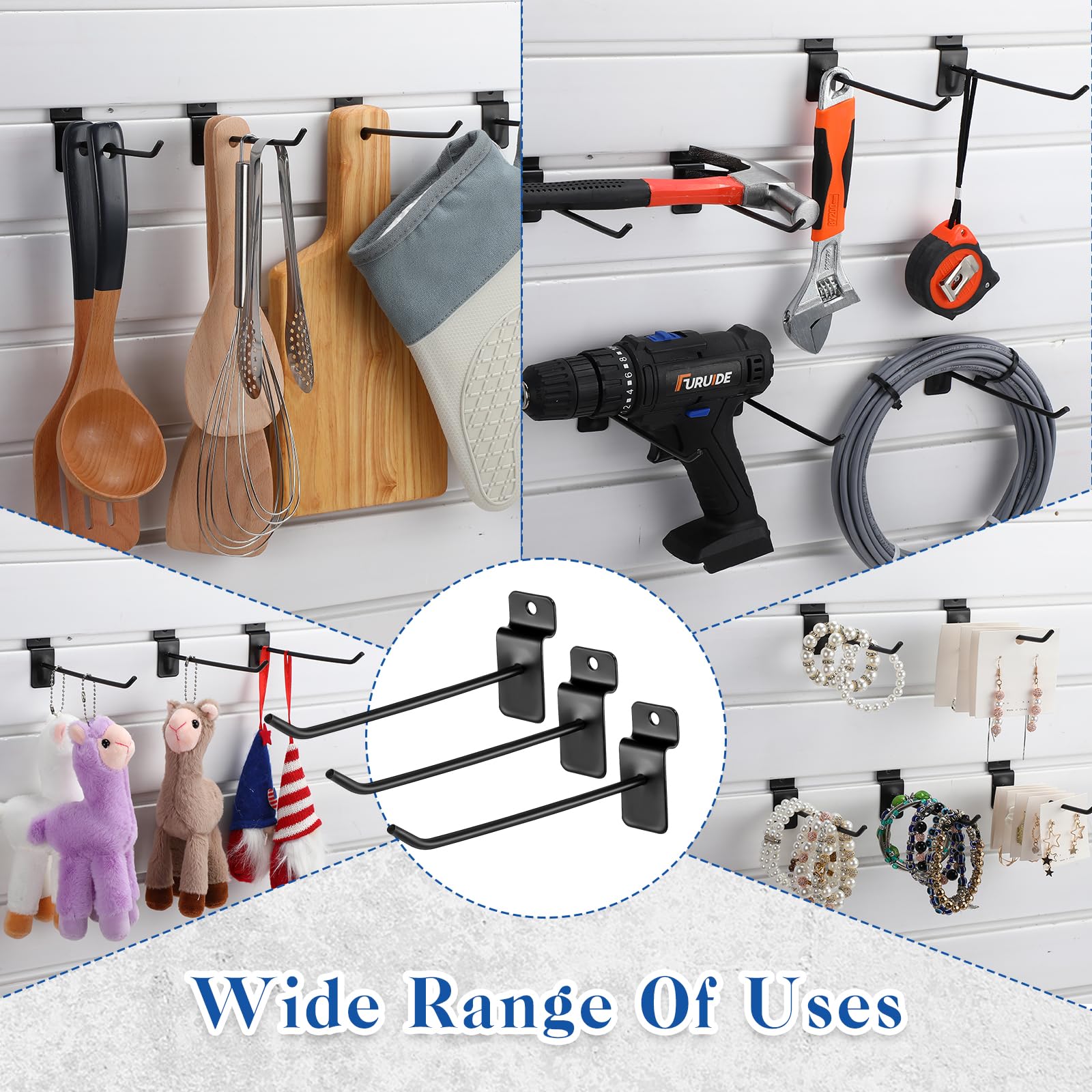 Snapklik.com : 200 Pcs 6 Inches Slatwall Hooks Accessories Black Slat ...
