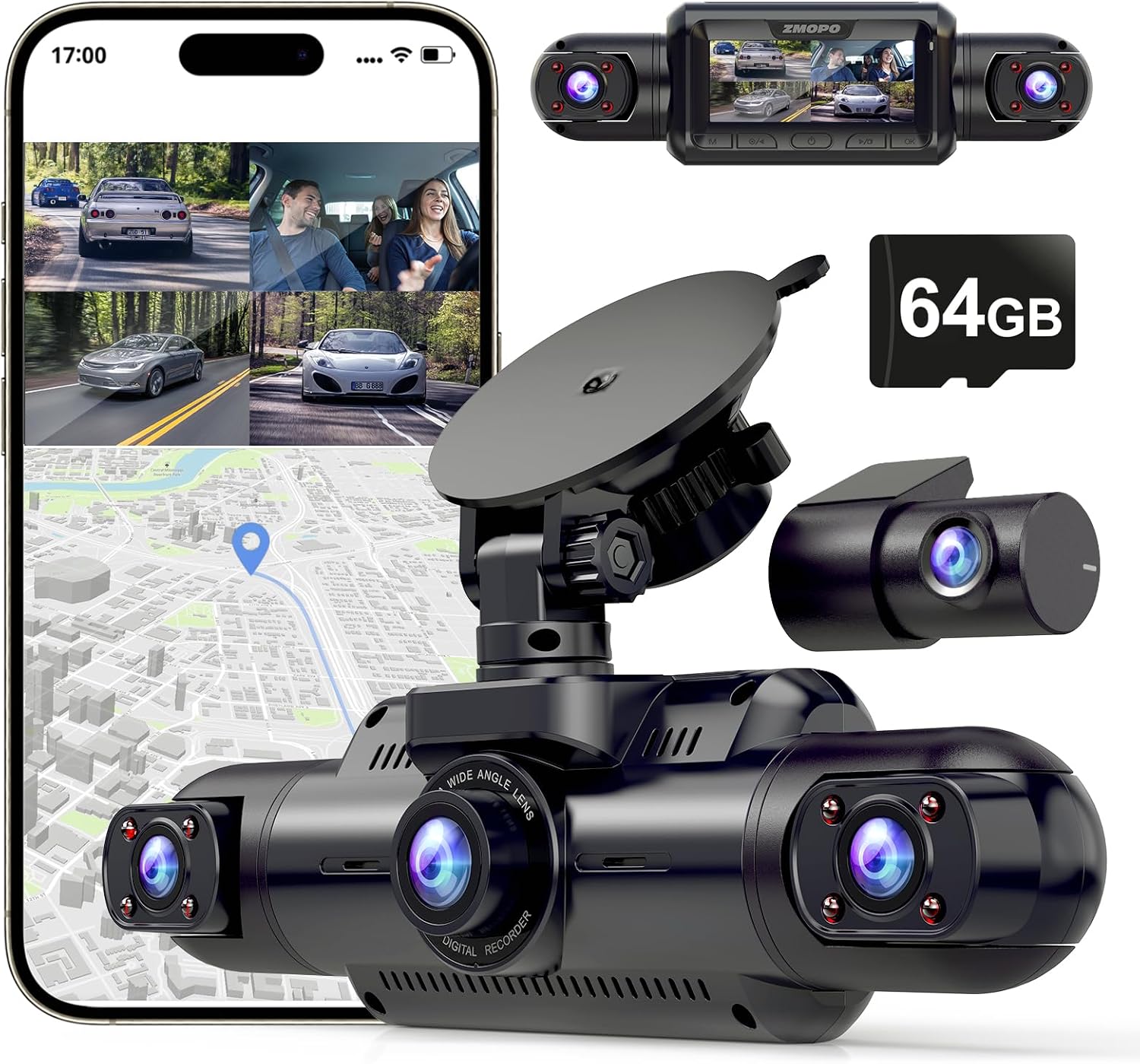 Amazon.com: 4-Channel Dash Cam Front and Rear Inside Left Right 360 ...