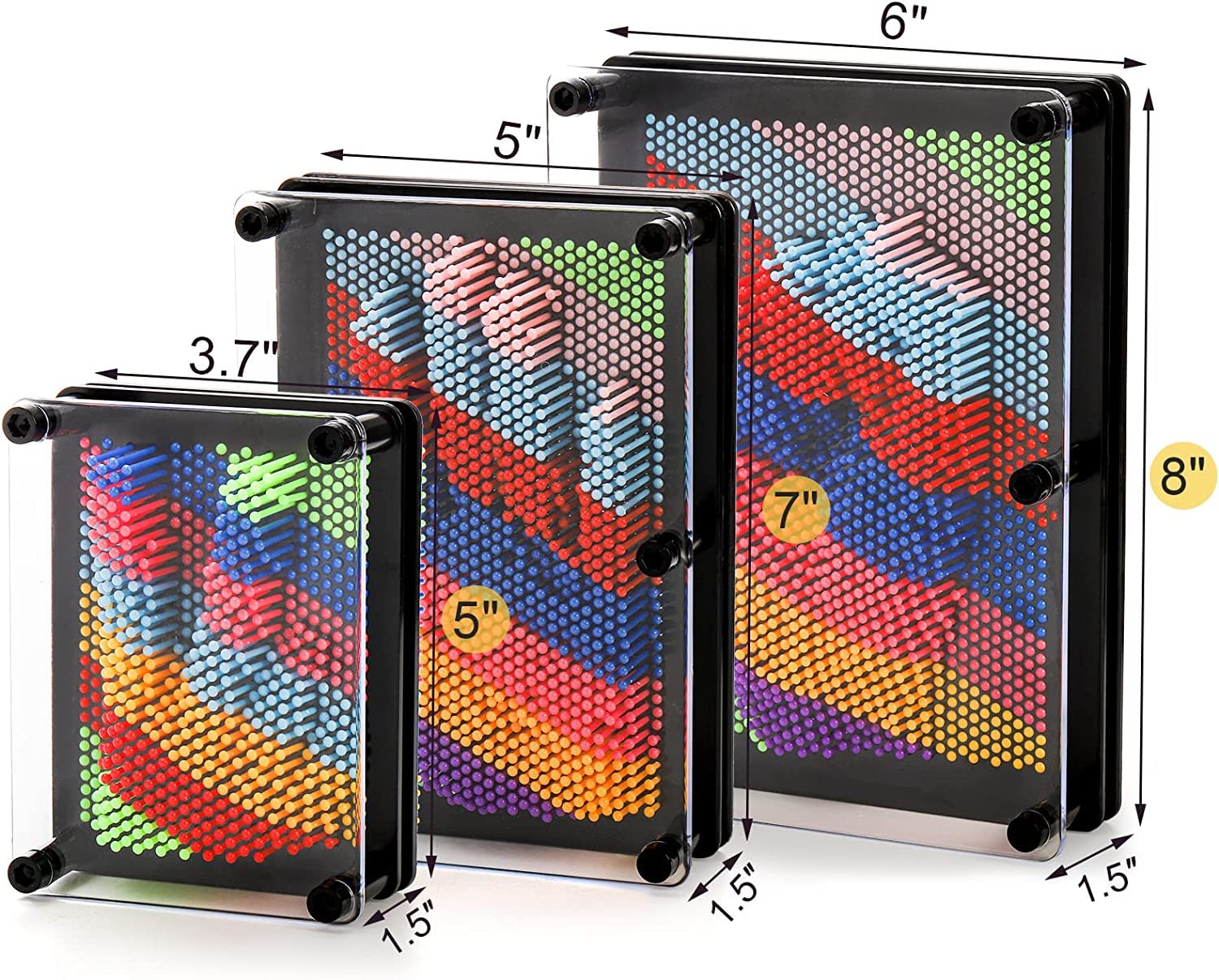 Snapklik.com : 3 Pack 3D Pin Art Toy, Rainbow Plastic Pin Art Board ...