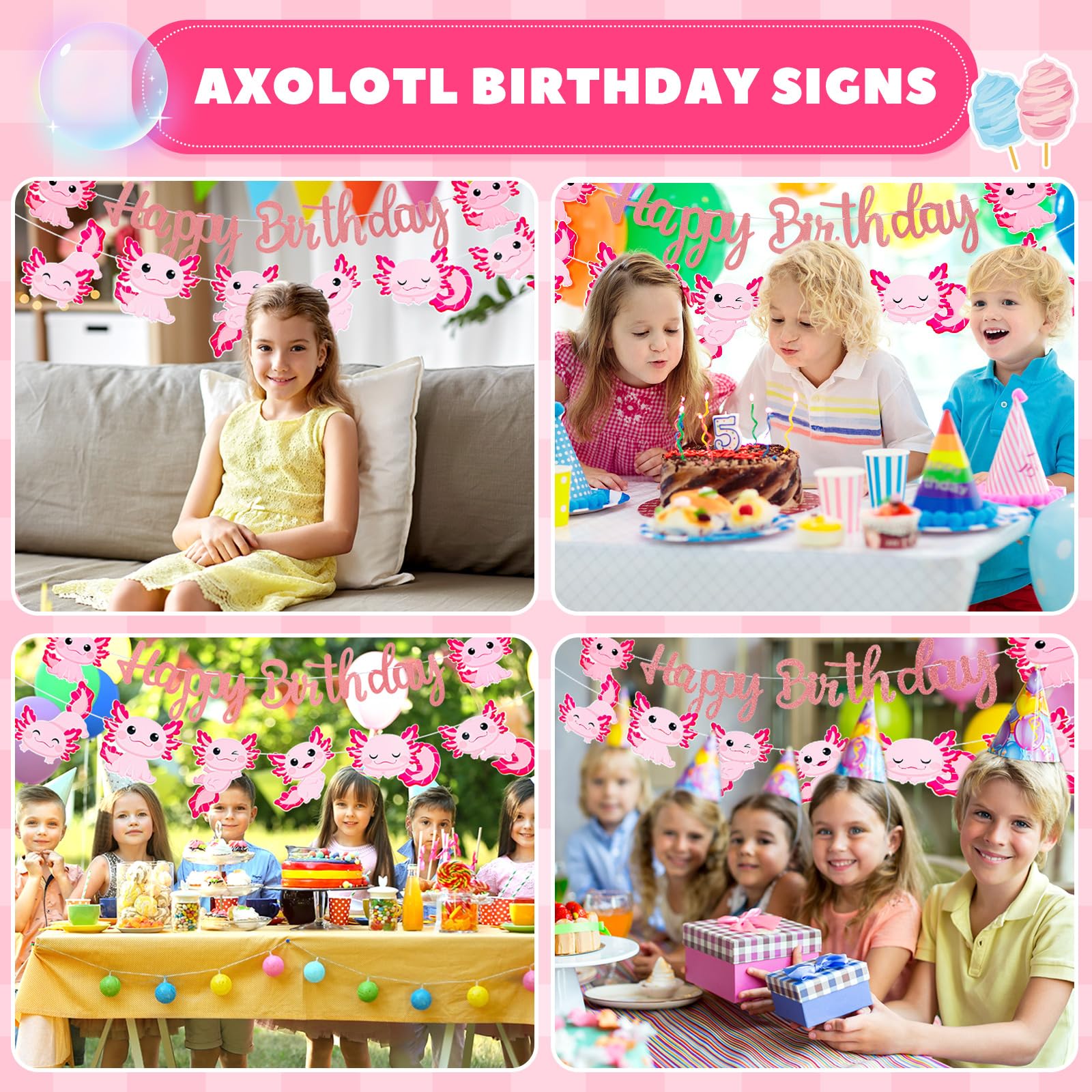 Snapklik.com : Trandraft 2 Pcs Axolotl Birthday Banner Decorations ...