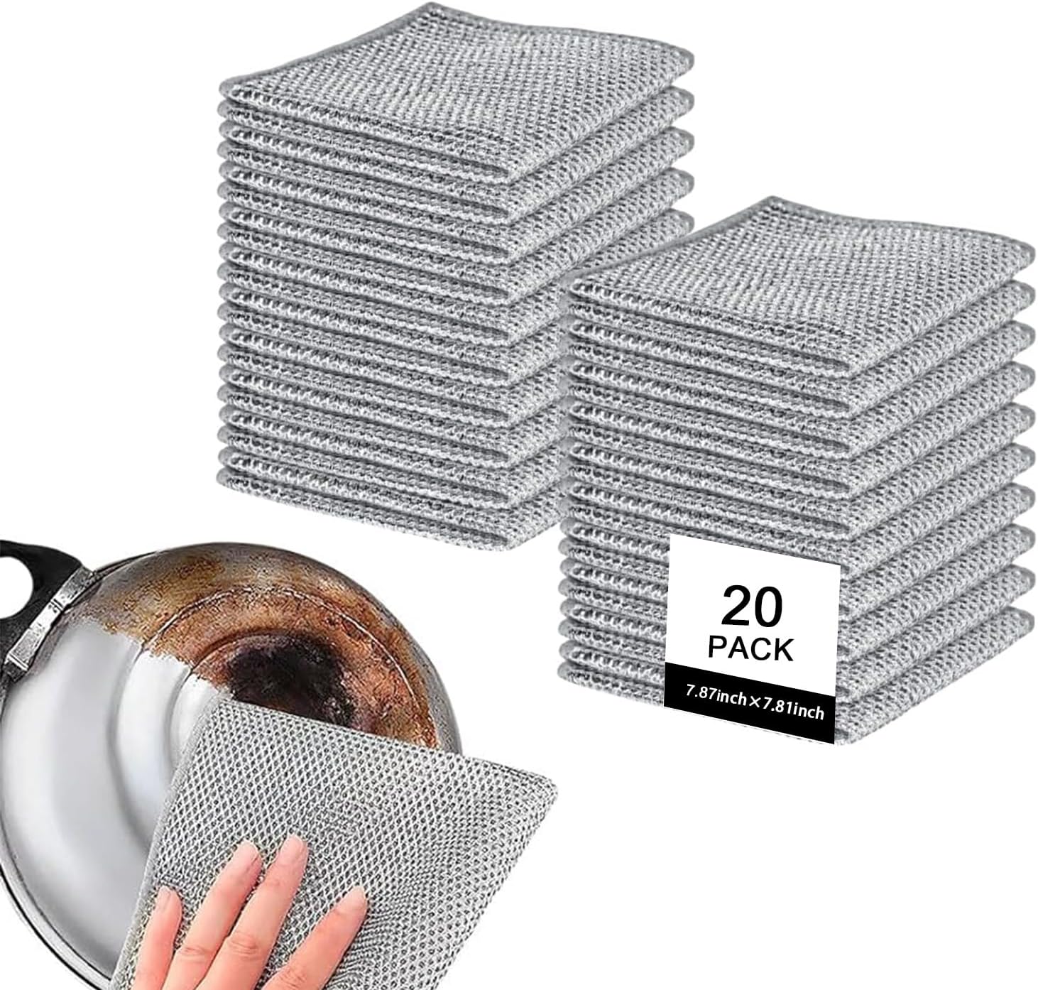 Amazon.com: JASOODL 10 Pack Double Layer Wire Dishwashing Rags Non ...