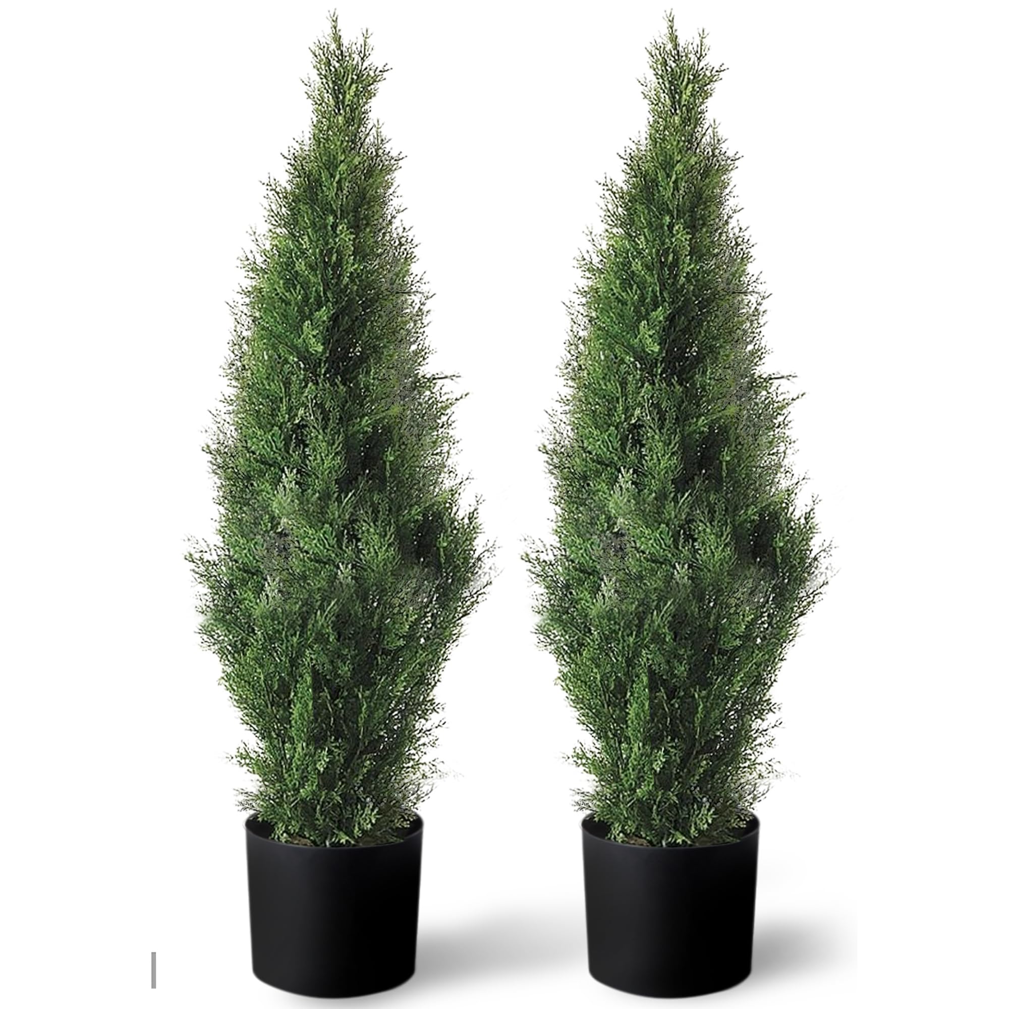 Amazon.com: Set of 2 Pre-Potted 3 Feet Faux Cedar Tree, Lifelike UV ...
