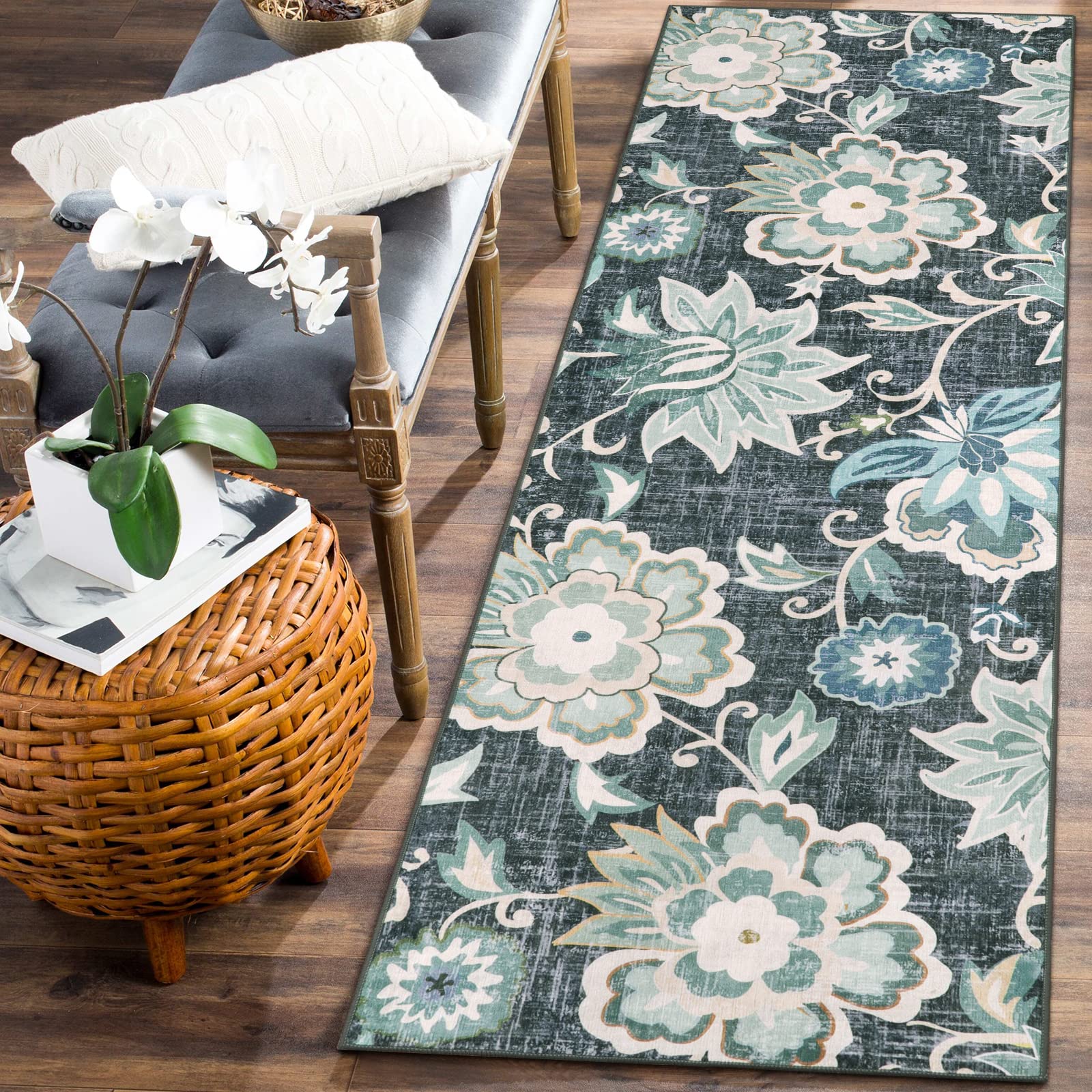 Amazon.com: Beeiva Floral Washable Runner Rugs, 2x6 Runner Rugs Ultra ...