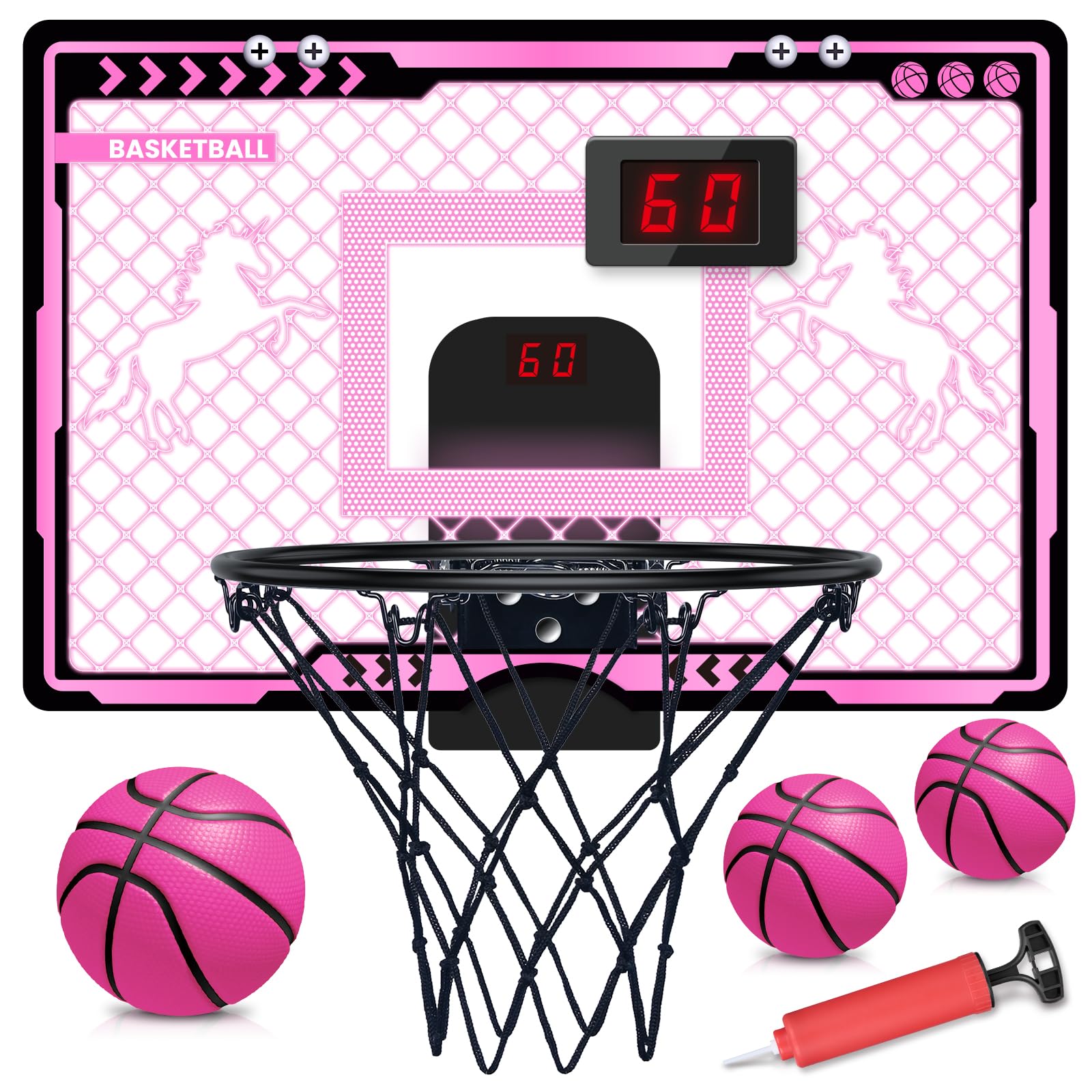 Amazon.com: Indoor Basketball Hoop with Electronic Scoreboard and LED ...