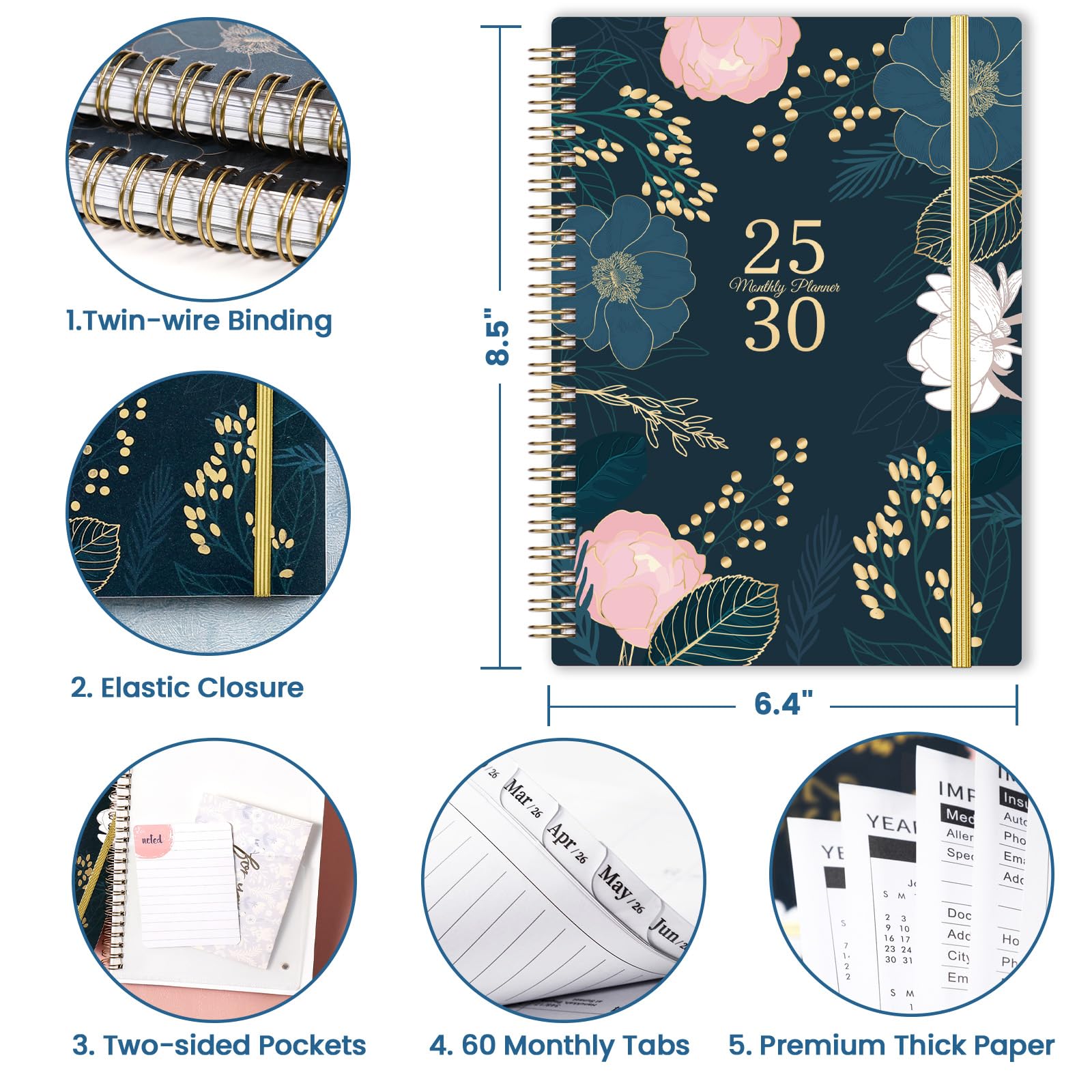 Snapklik.com : 2025-2030 Monthly Planner - 5 Year Monthly Planner 2025-2030