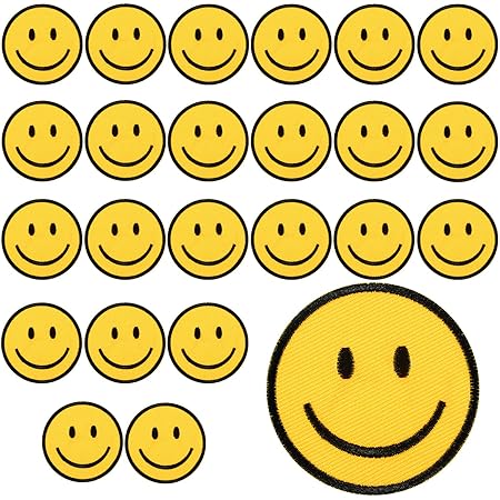 Amazon.com: 24 Pieces Smile Face Patch Cute Sew on Iron on Patch ...