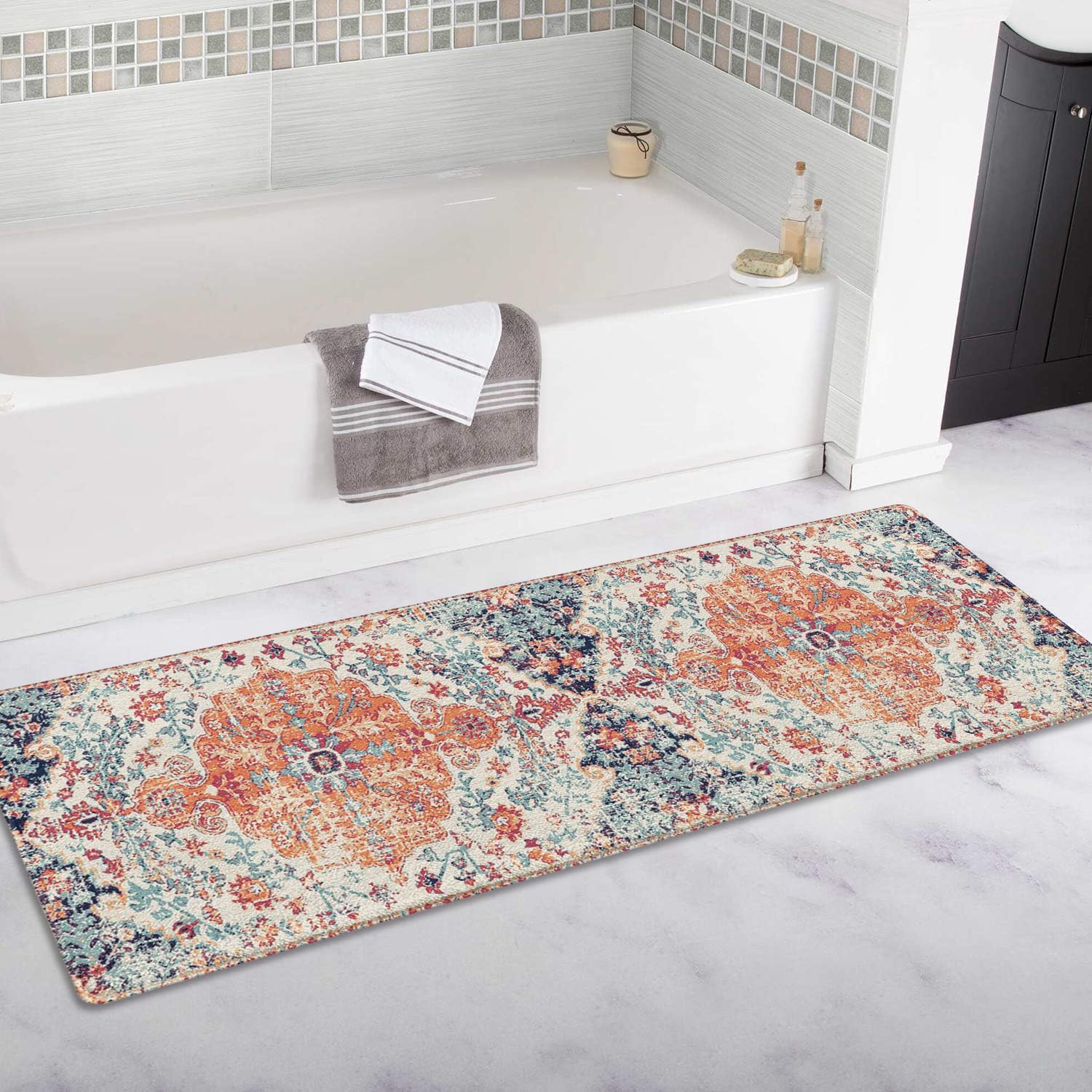 Amazon.com: Faptoena Bathroom Rug Boho Vintage Bath Mat Non-Slip Water ...