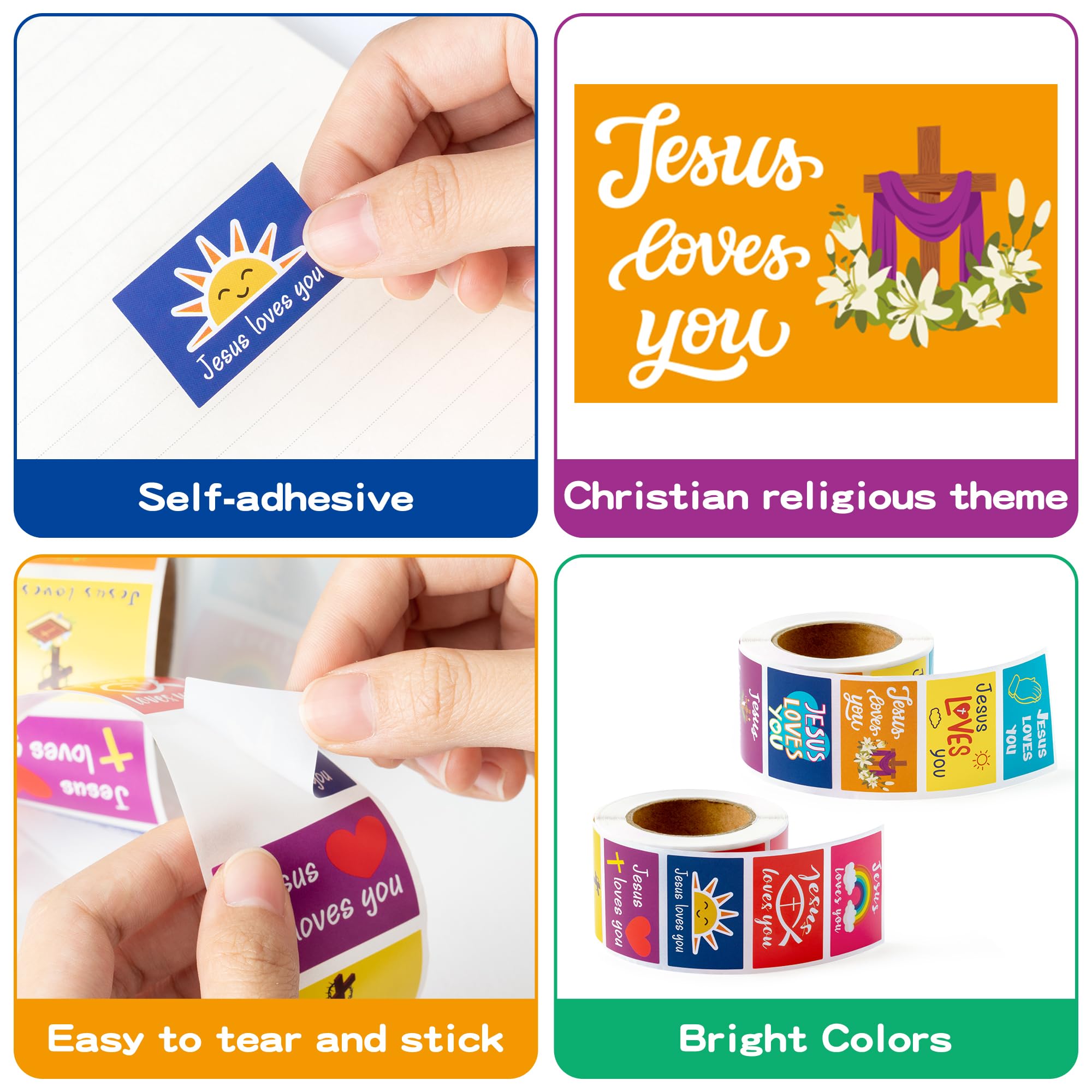 Snapklik.com : 1000pcs Jesus Loves You Sticker Rolls, 16 Designs ...