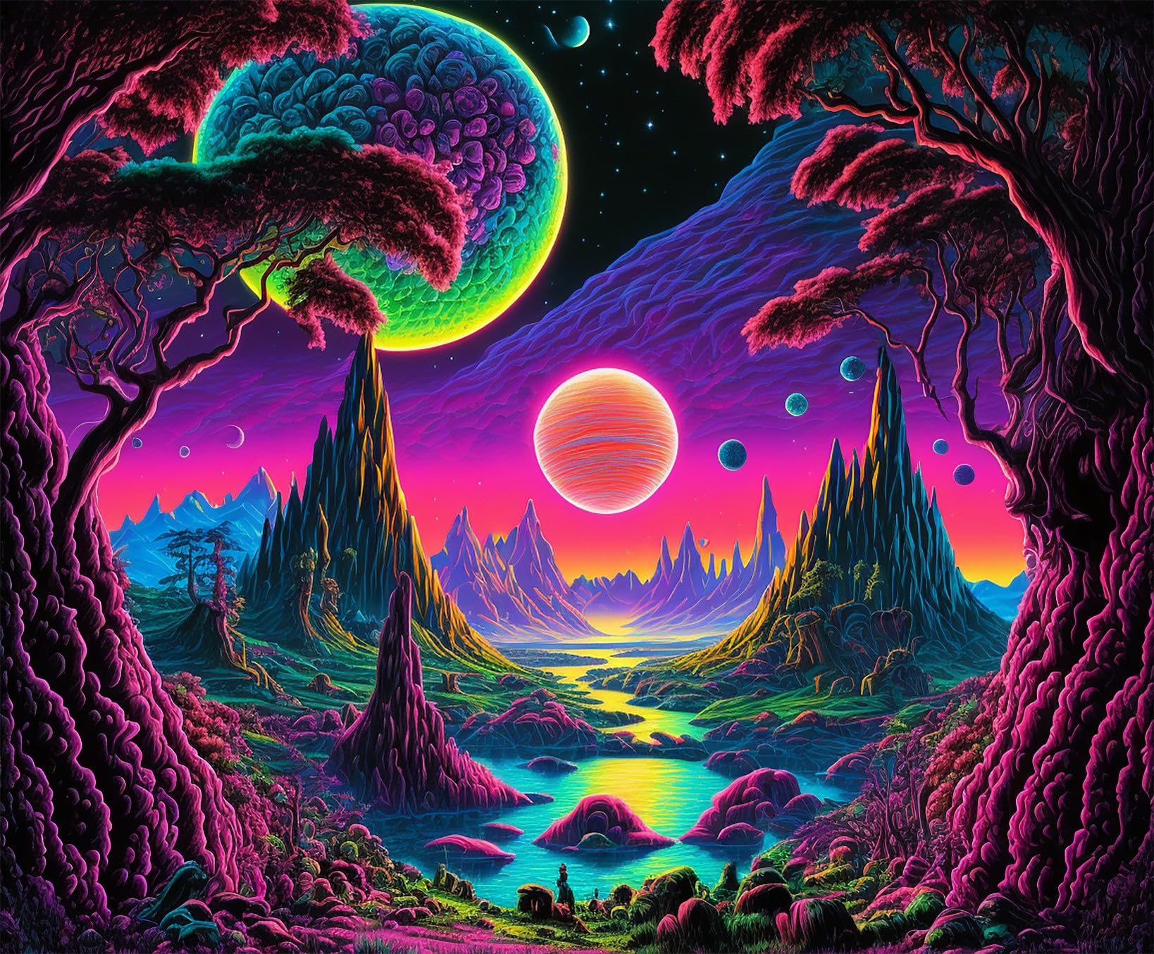 FENDROM Blacklight Galaxy Space Tapestry UV Reactive Astronaut Tapestry ...