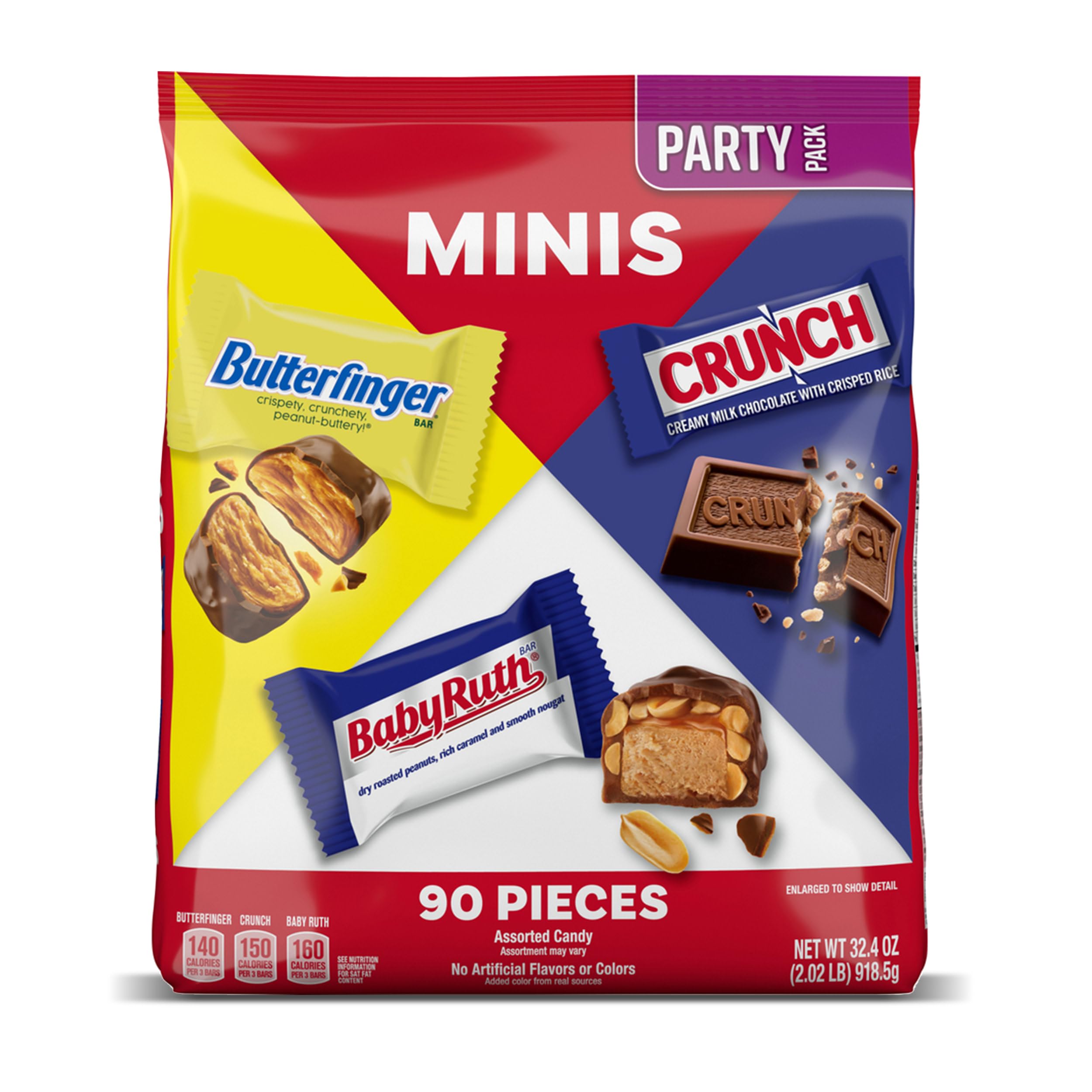 Amazon.com : Butterfinger, CRUNCH And Baby Ruth, 90 Count Candy Variety ...