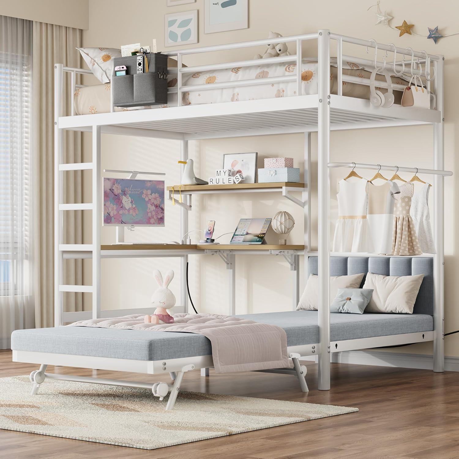 Amazon.com: Twin Loft Bed with Matteress, Heavy Duty Metal Bunk Bed ...