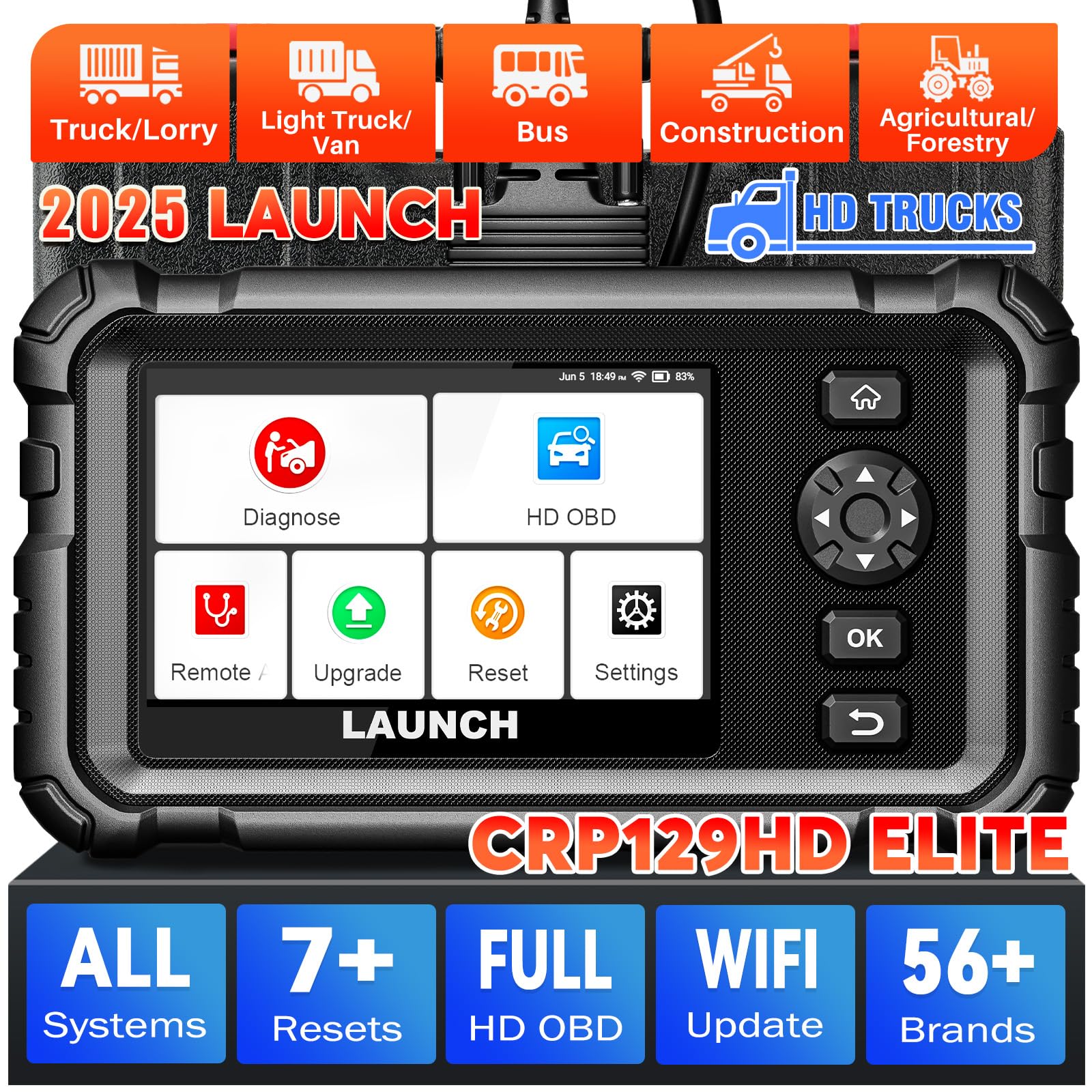 Amazon.com: LAUNCH CRP129 HD Heavy Duty Truck Scanner,Full System ...