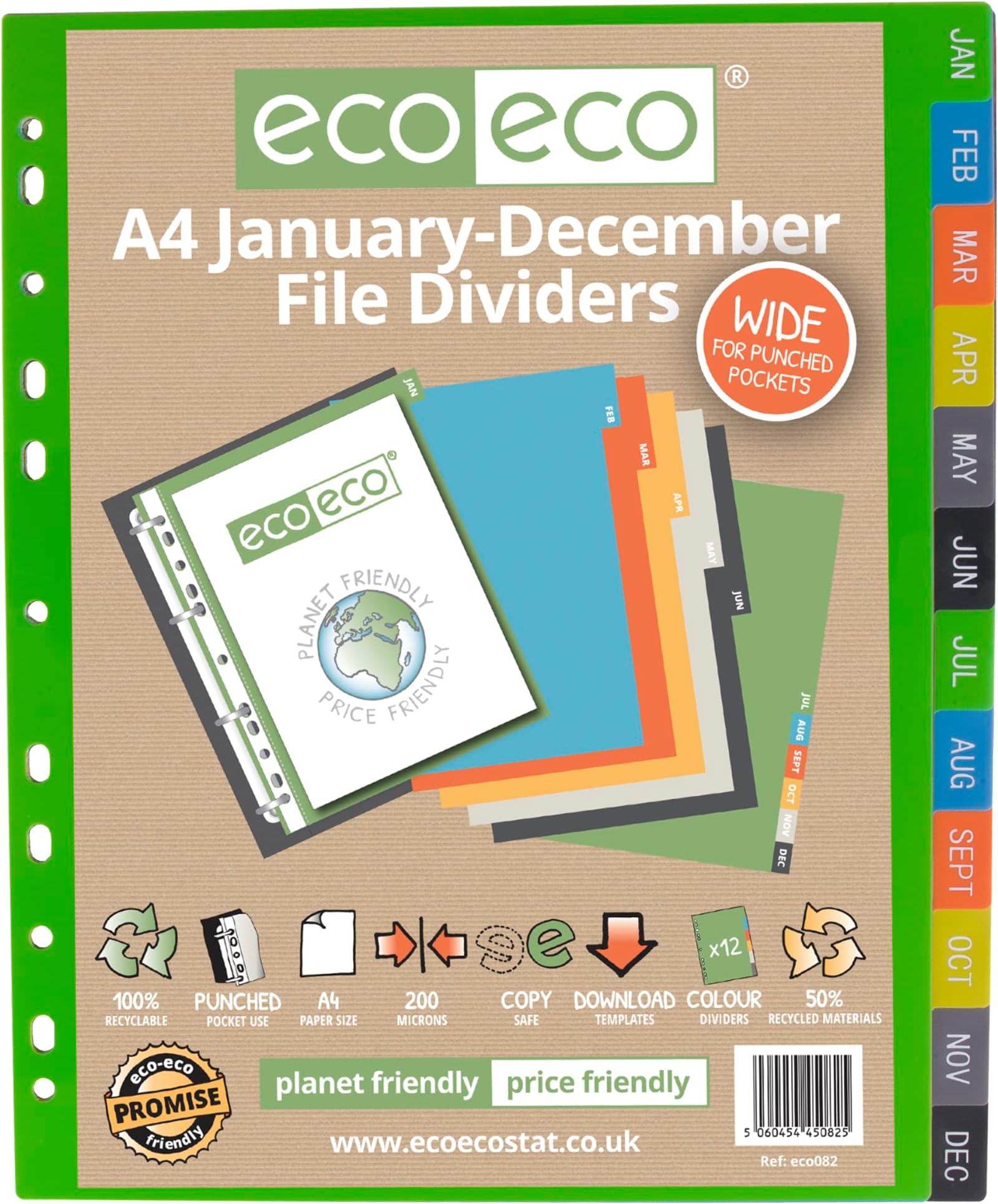 2 X A4 File Dividers - Jan-Dec Coloured Mylar Tab 160gsm : Amazon.co.uk ...