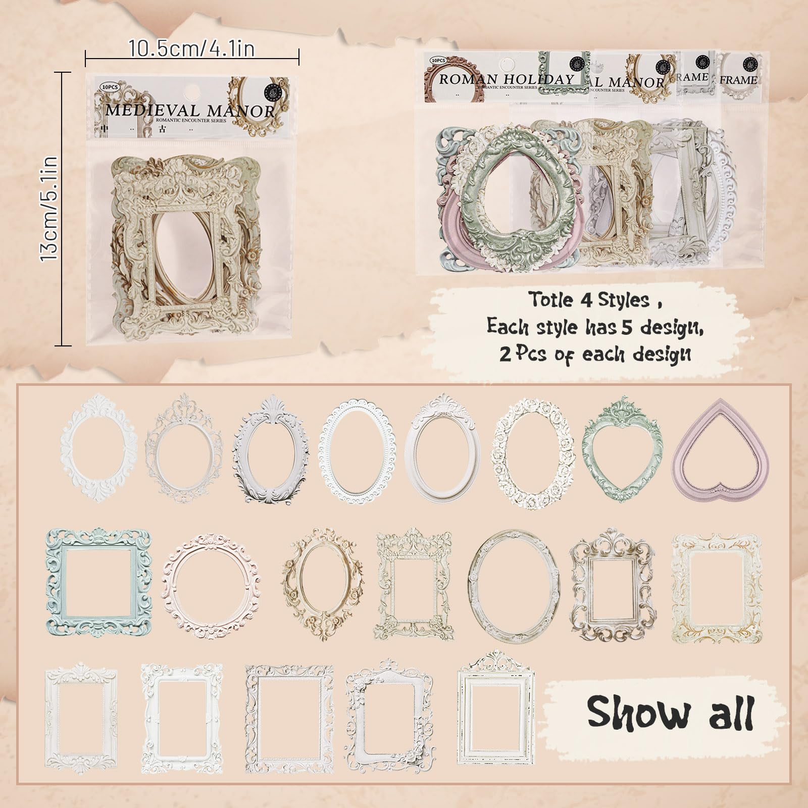 Snapklik.com : Chihutown 40pcs Vintage Scrapbook Frames Cutout ...