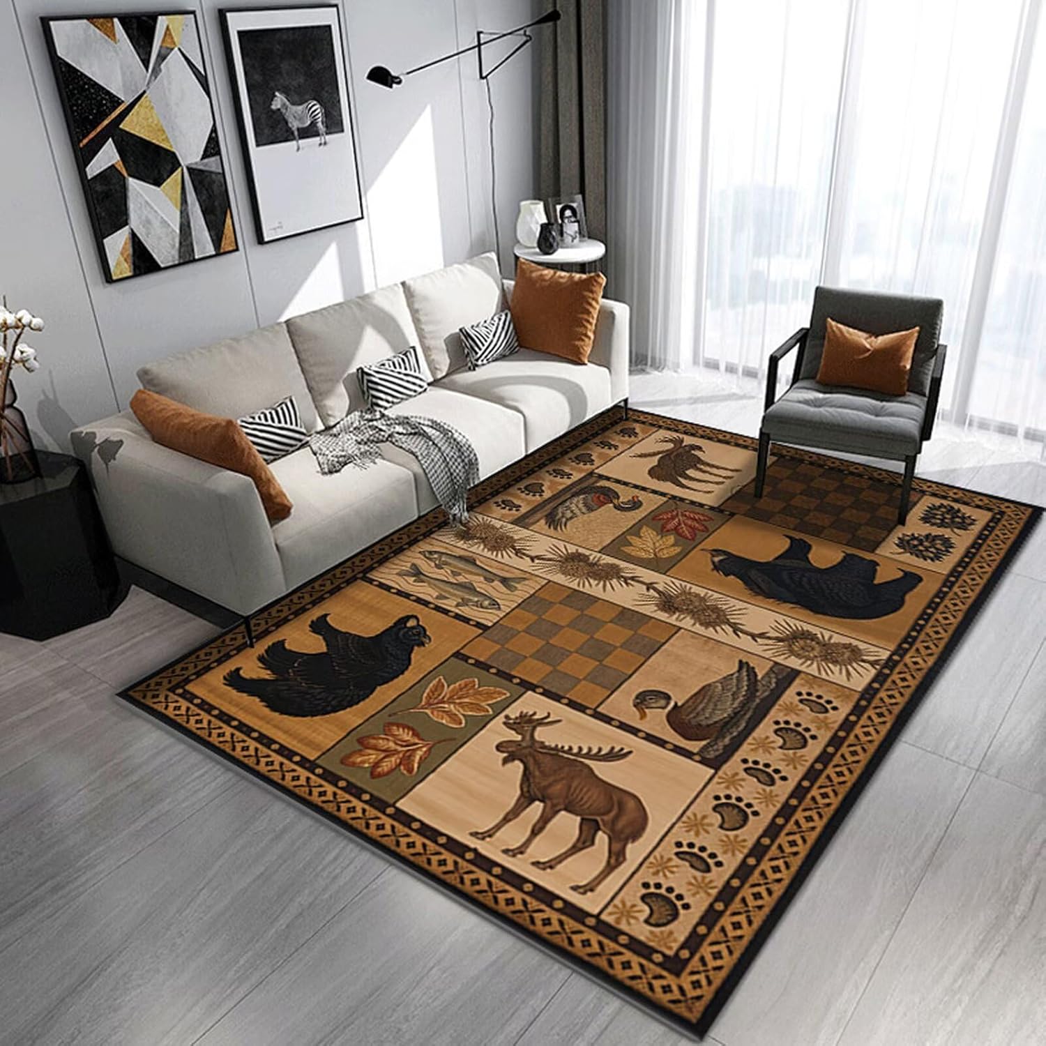 Amazon.com: Soyalie Cabin Moose Deer Rugs 3ftx5ft Wildlife Elk Bear ...