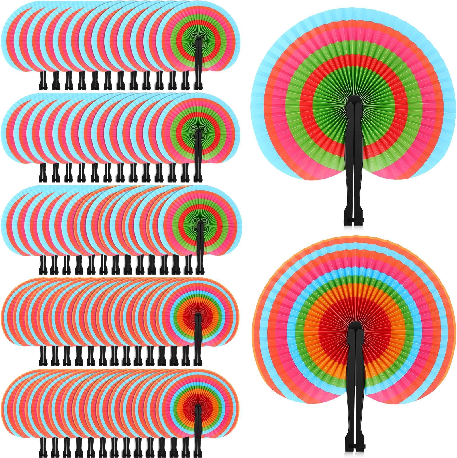 Amazon.com: Taiyin 100 Pcs Paper Hand Fans Decorative Folding Handheld ...