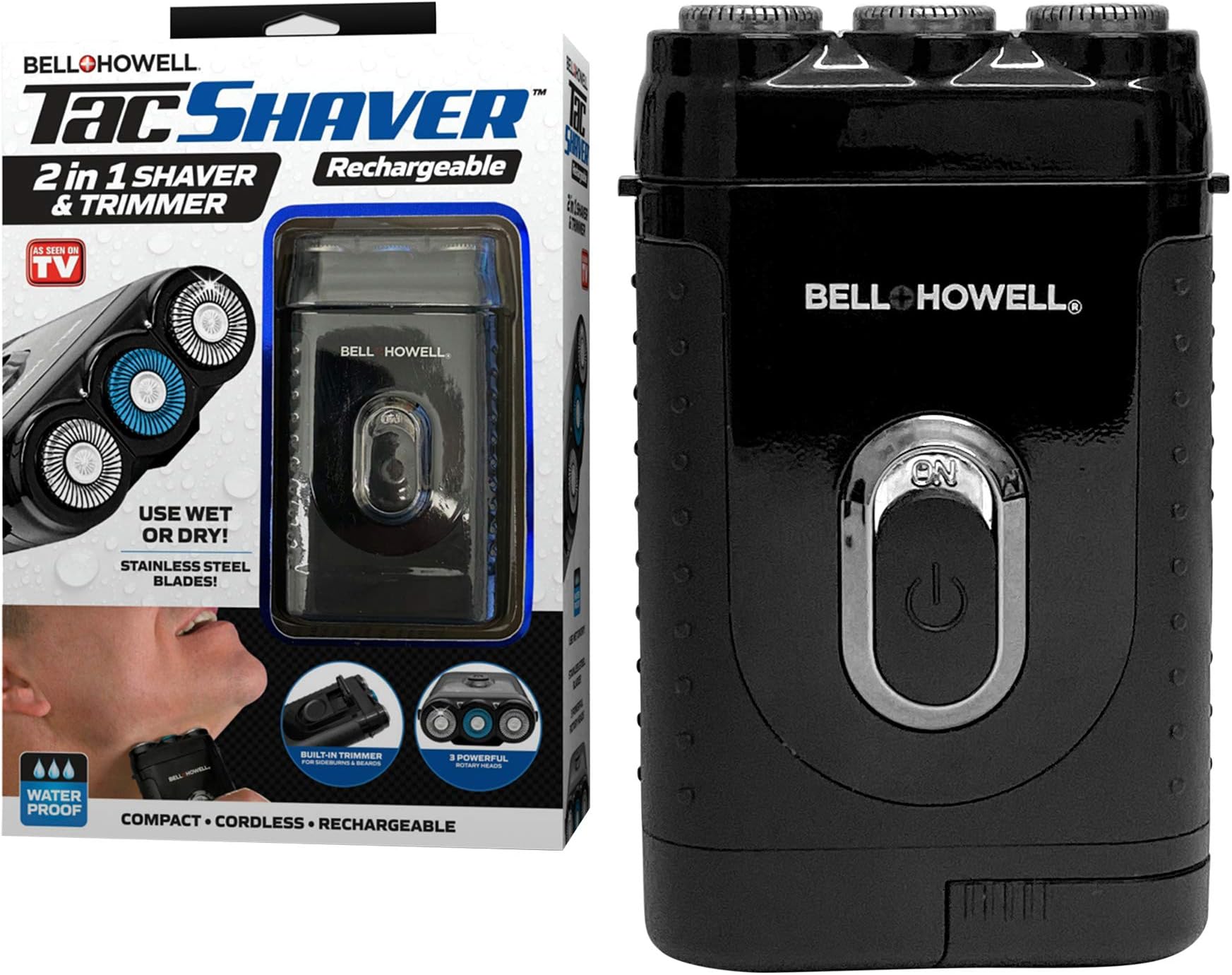 Amazon.com: Bell+Howell Tacshaver 3D Rechargeable Rotary Shaver for Men ...