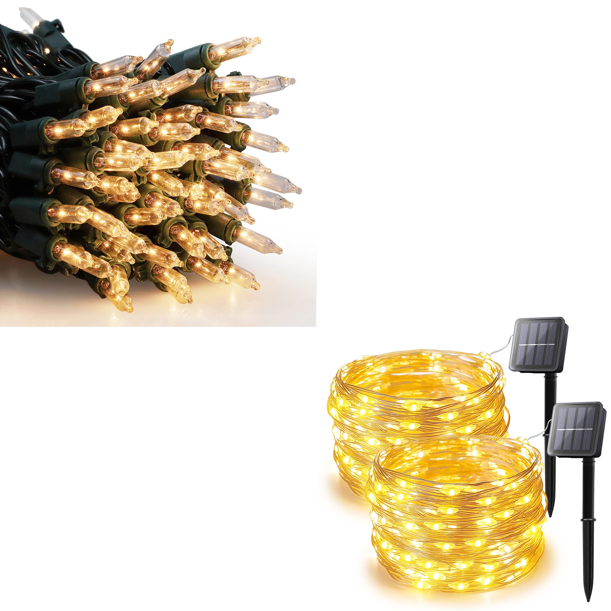 woohaha White Christmas Lights,2 Pack 50Count Clear Mini Lights ...