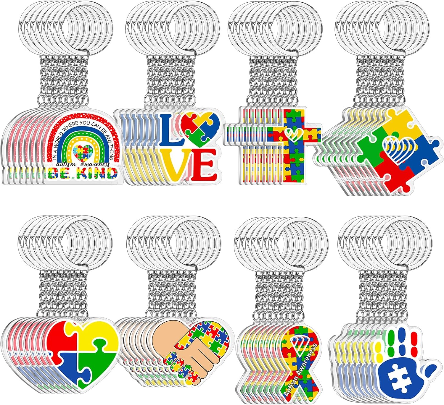 Amazon.com: Bucherry 120 Pcs Acrylic Autism Awareness Keychain Colorful ...