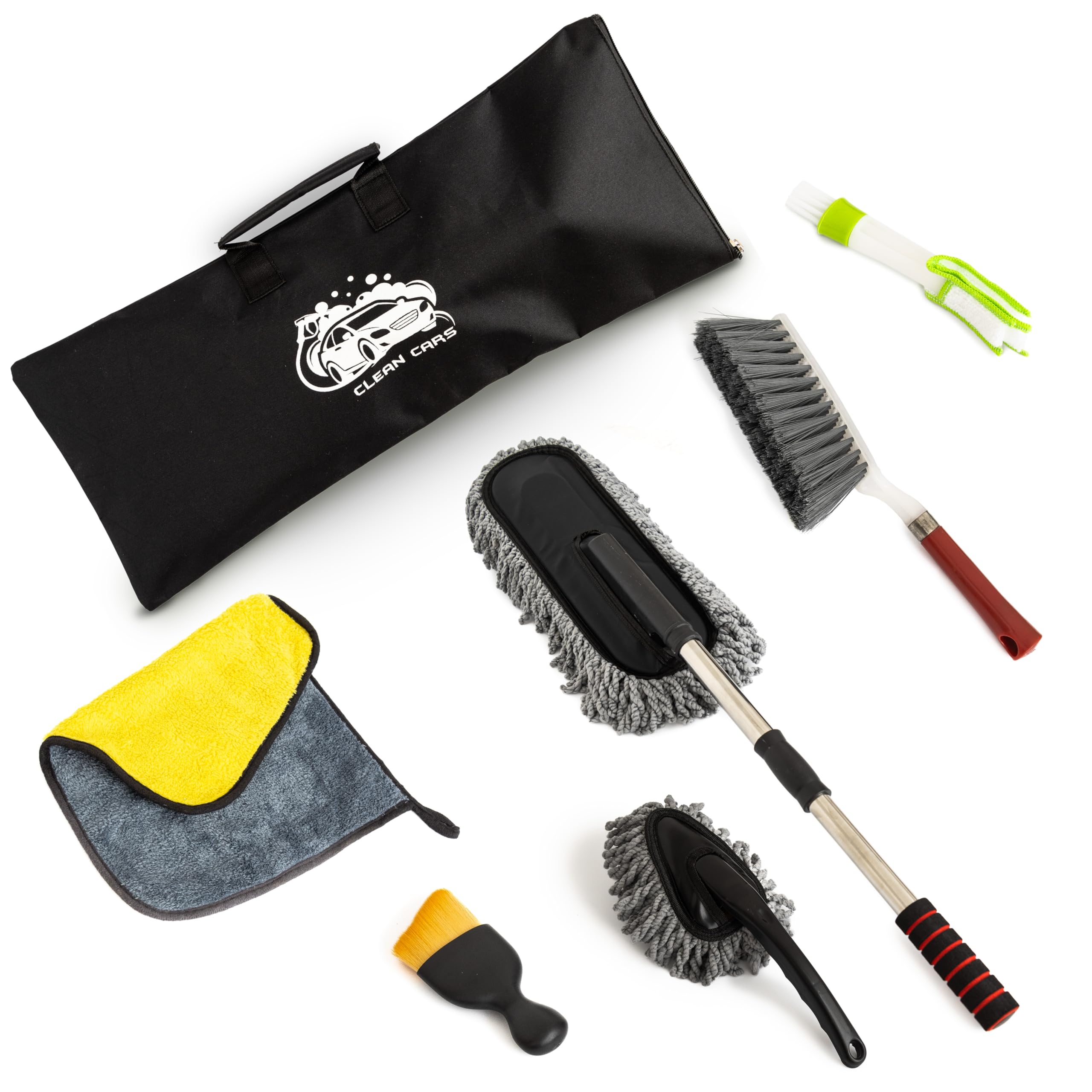 CLEAN CARS 6 pcs kit with rexine Bag I Microfiber Car Duster ...