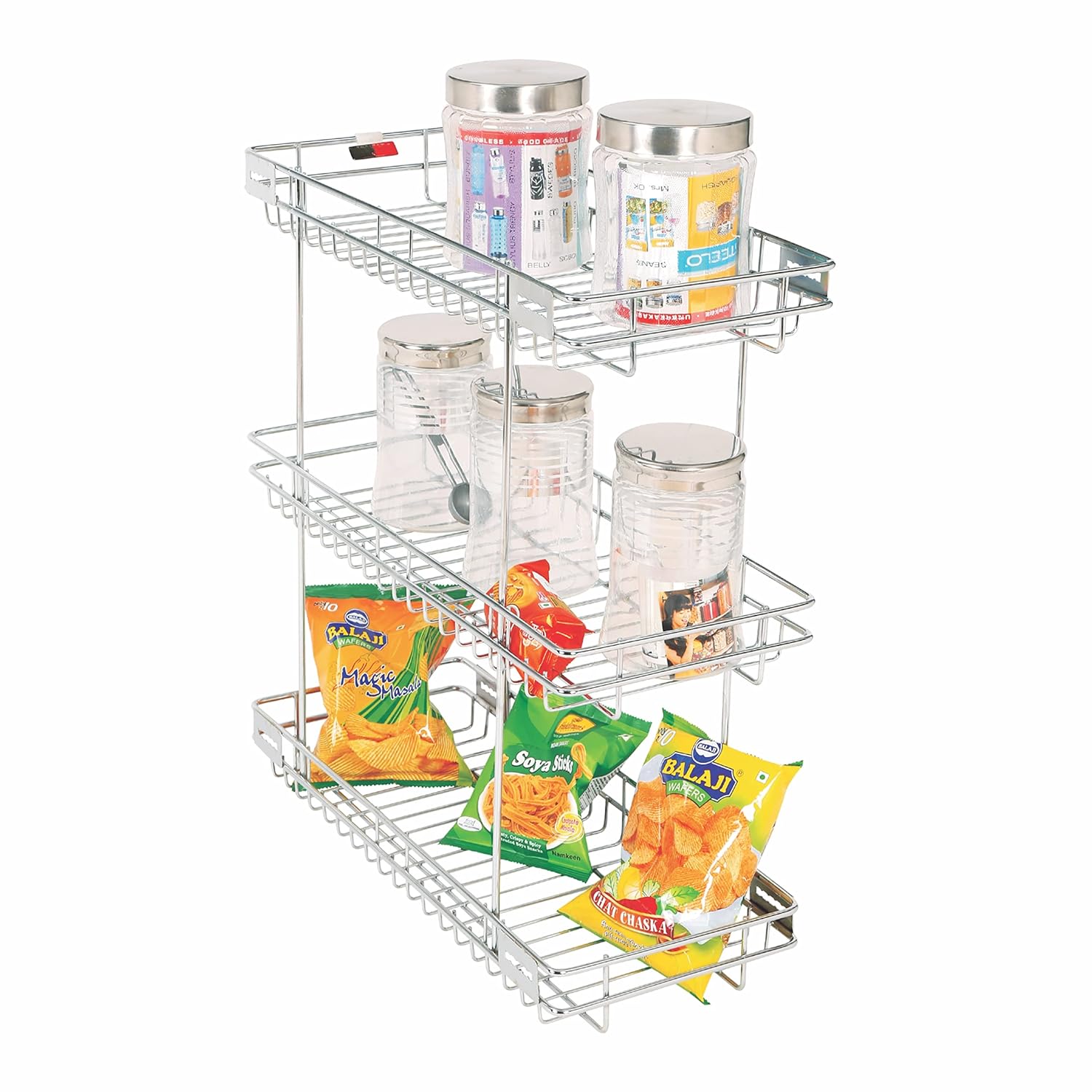 RAB Pull Out Stainless Steel Double Drawer Pull Out Three Tier Sliding ...