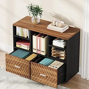 Amazon.com: Tribesigns 2-Drawer Wood File Cabinet, Mobile Lateral Filing Cabinet for Hanging ...