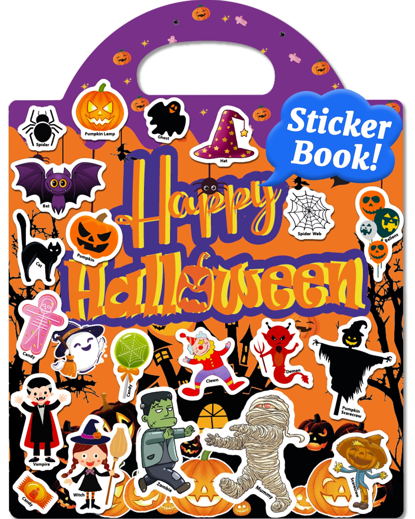 Amazon.com: Benresive Halloween Reusable Sticker Book for Toddlers 2-4 ...