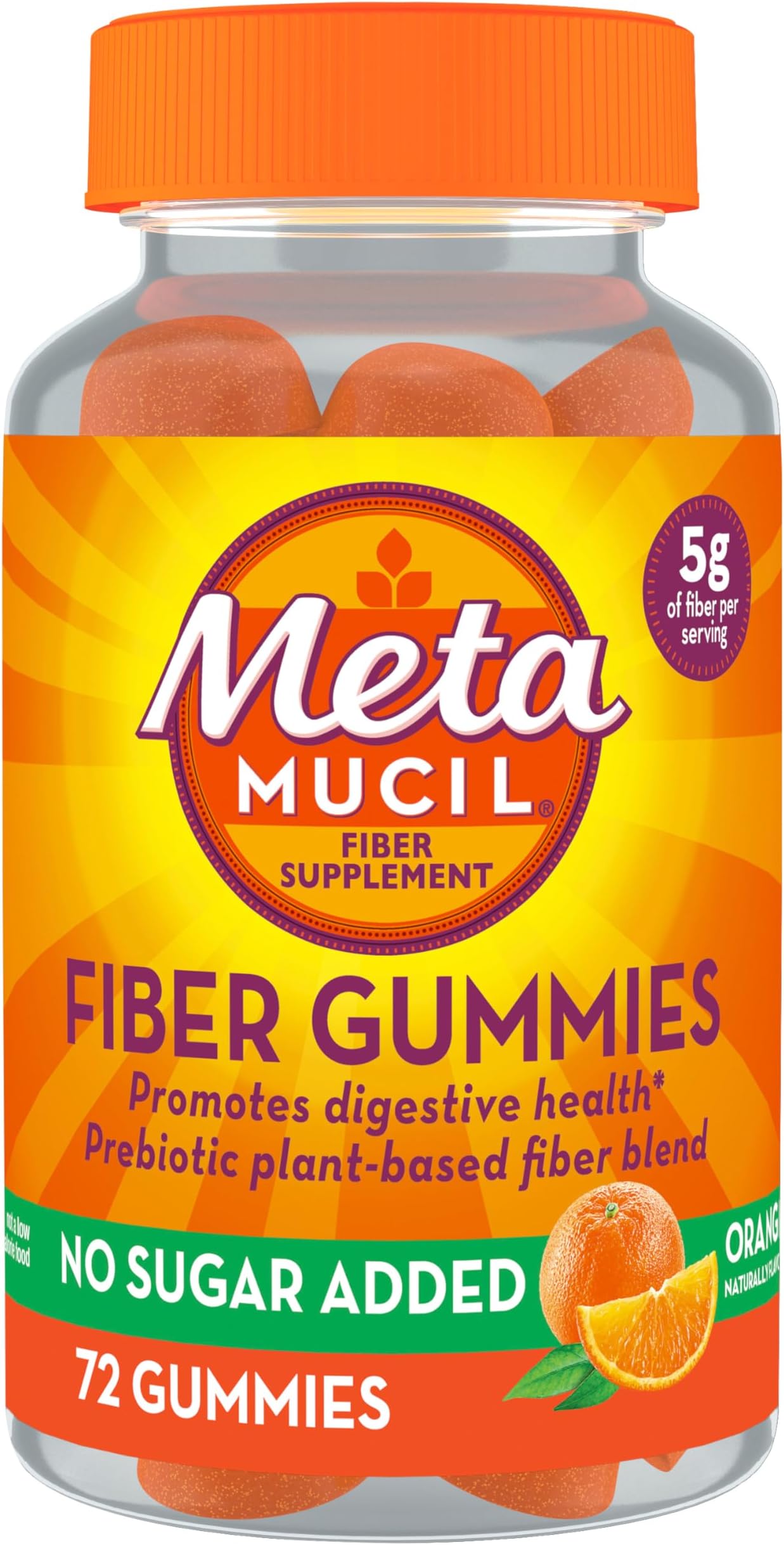Amazon.com: Metamucil Fiber Gummies for Adults, No Sugar Added Orange ...