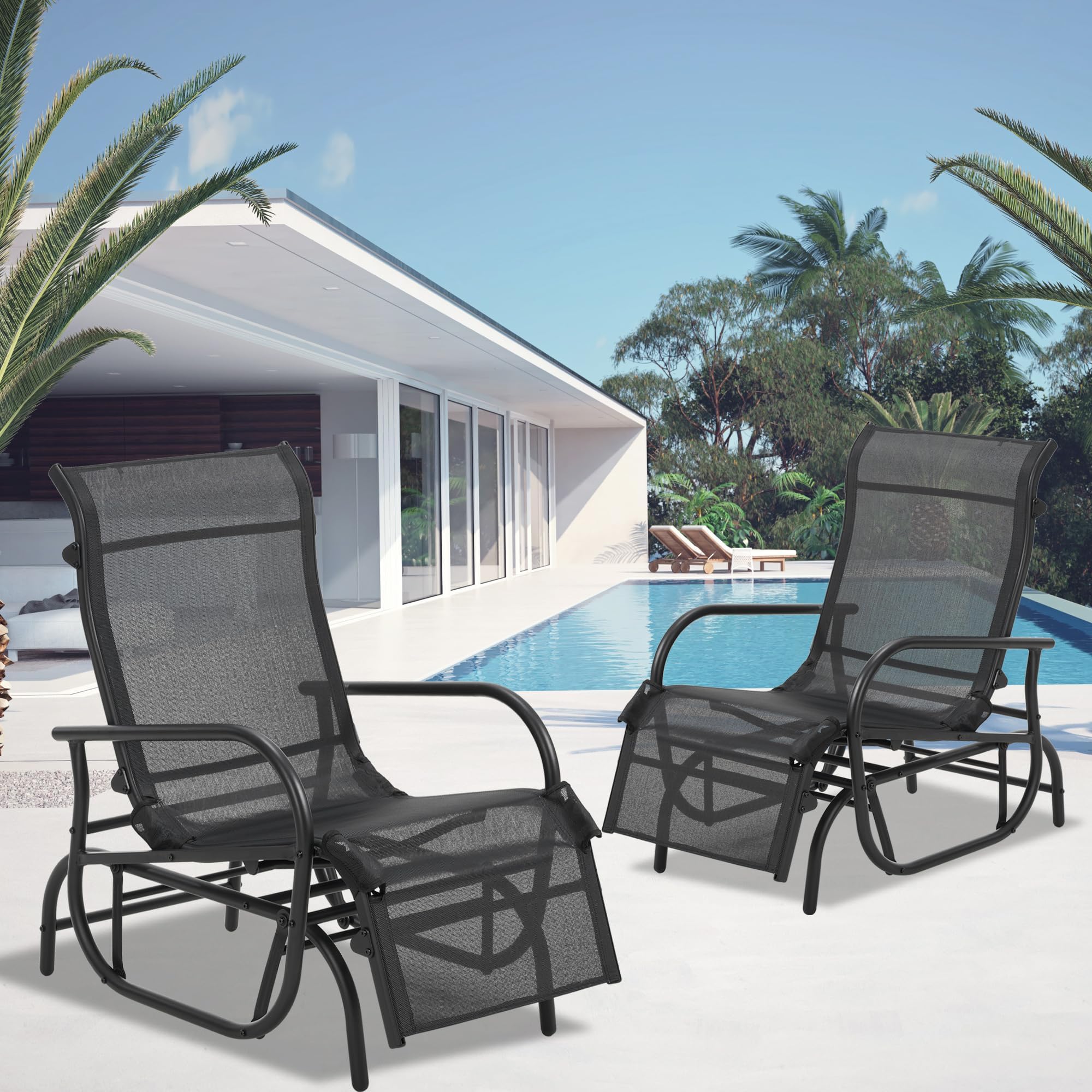 Amazon.com: Spurgehom Set of 2 Outdoor Swing Glider Rocking Chair ...